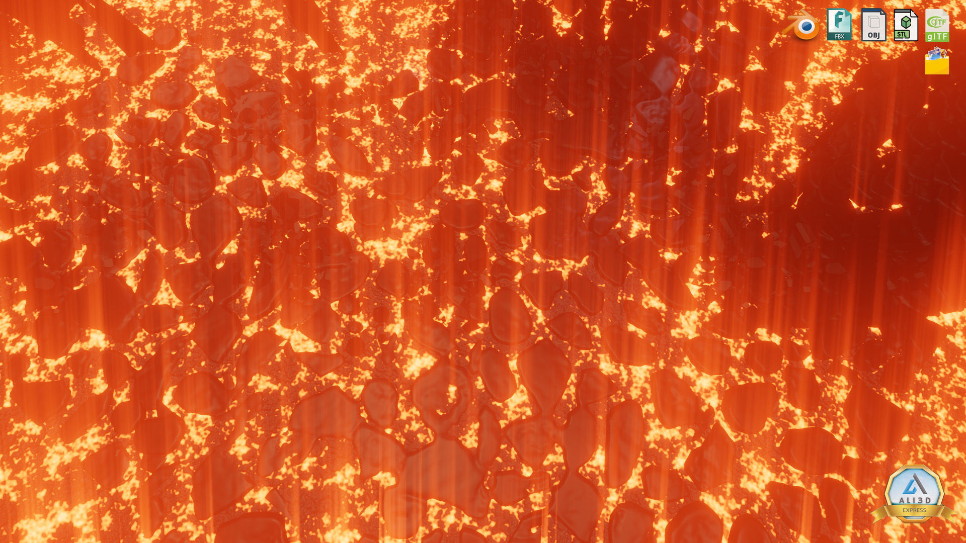 Large Scale Hell Landscape Mountains fire and flowing Lava 3D model ...