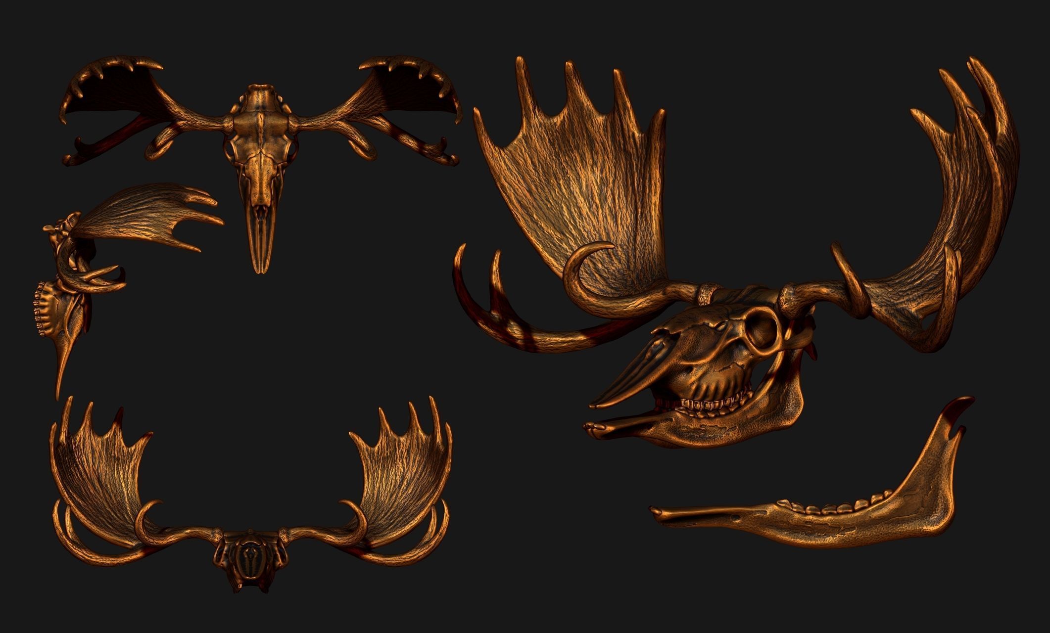 American Alce skull 3D model 3D printable | CGTrader