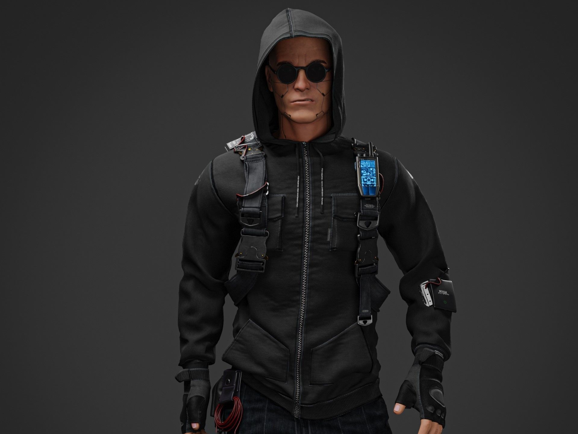 3D model Cyberpunk Hacker Game Ready Character Model VR / AR / low-poly ...