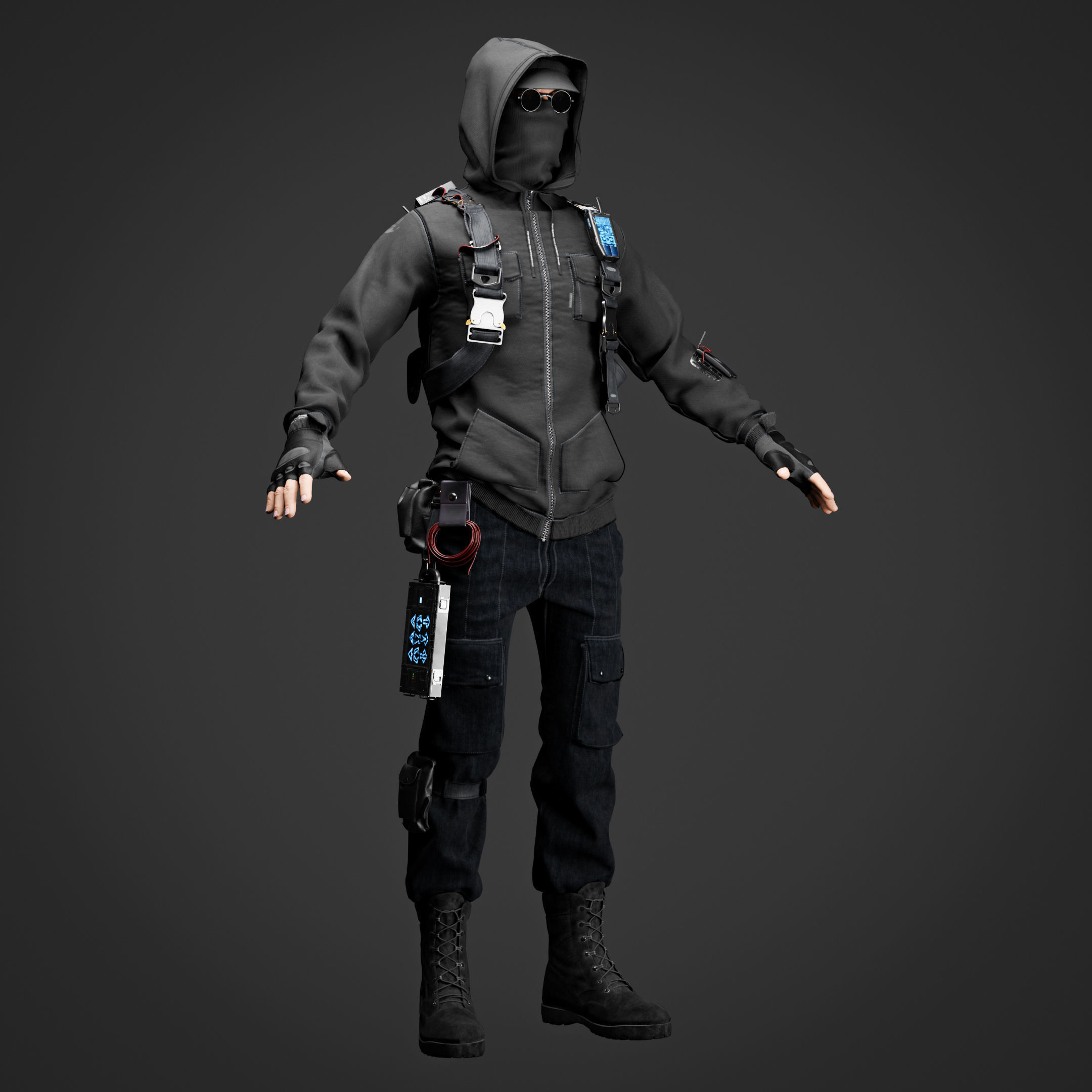3D model Cyberpunk Hacker Game Ready Character Model VR / AR / low-poly ...