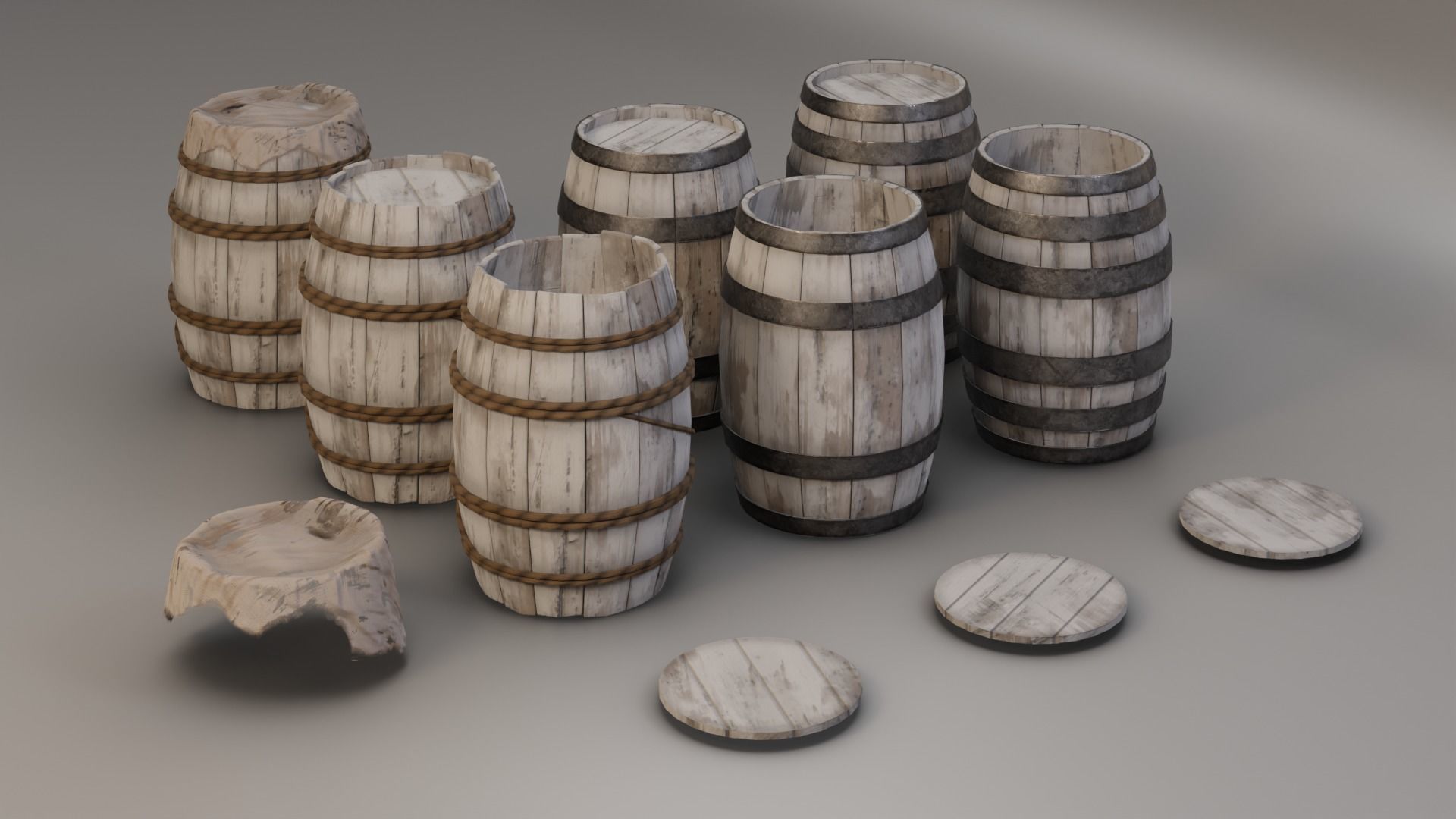 3D model Medieval Wooden Barrels VR / AR / low-poly | CGTrader
