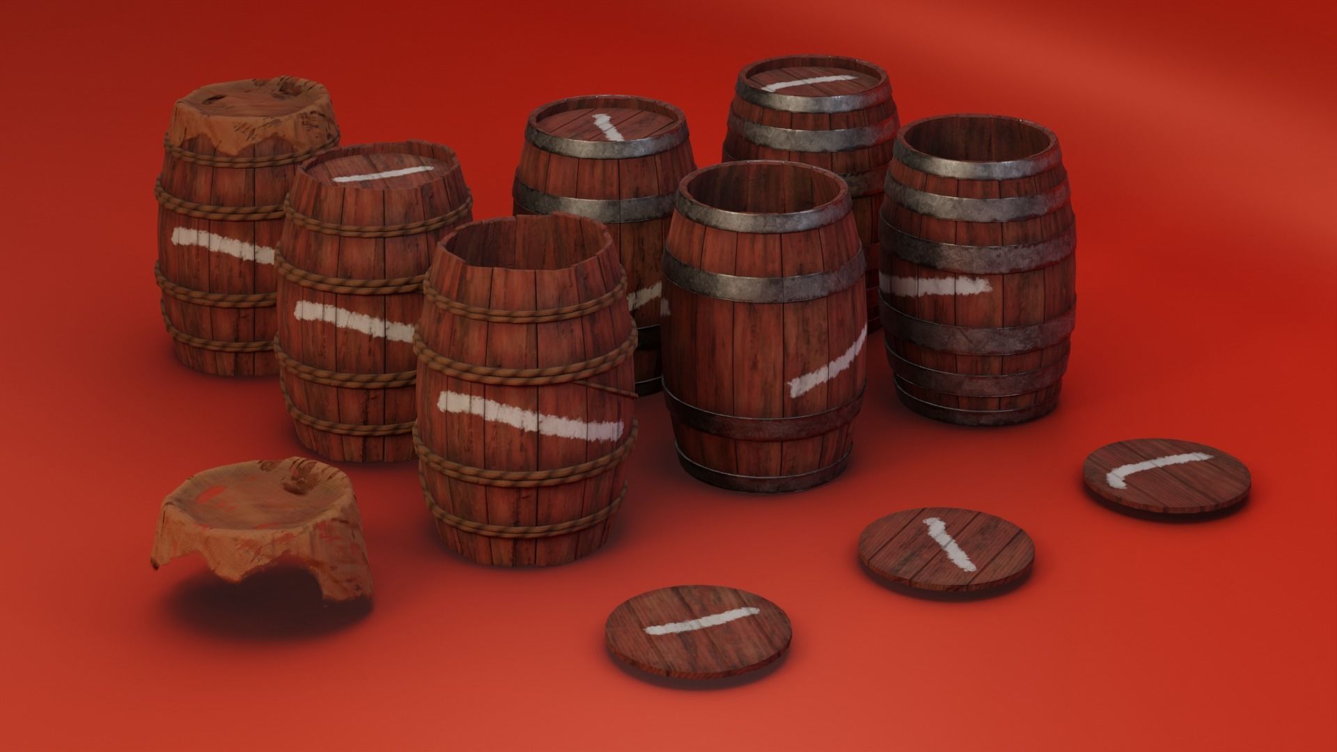 3D model Medieval Wooden Barrels VR / AR / low-poly | CGTrader