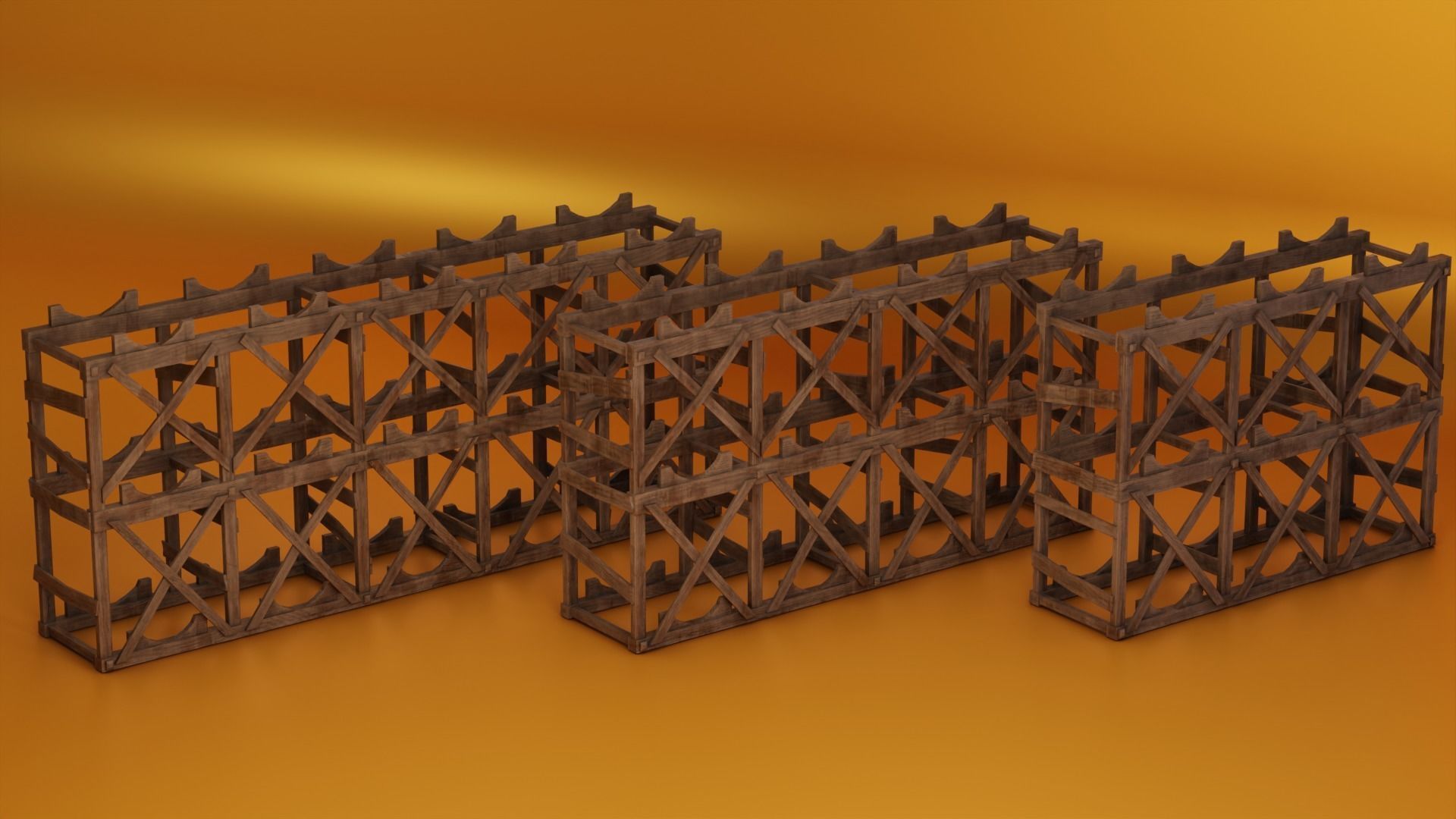 3D model Medieval Barrel Racks VR / AR / low-poly | CGTrader