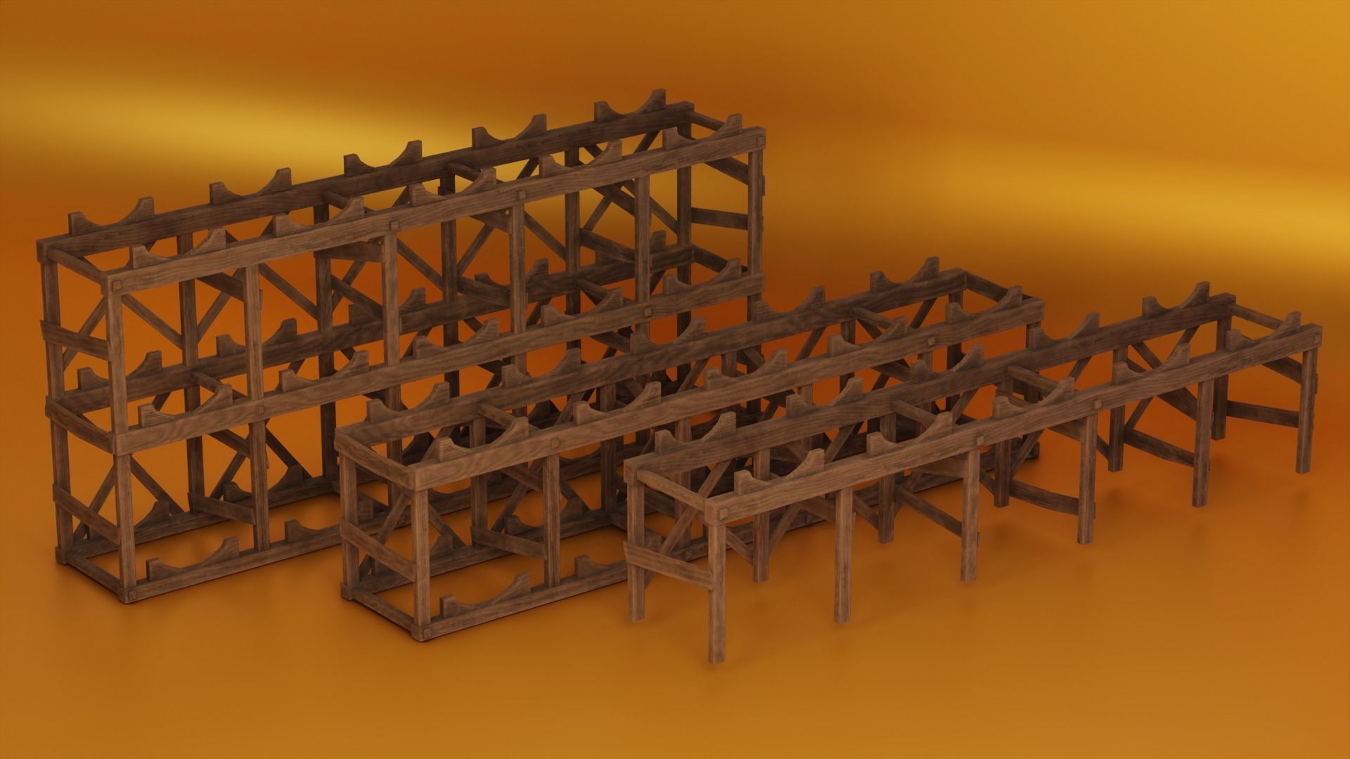 3D model Medieval Barrel Racks VR / AR / low-poly | CGTrader