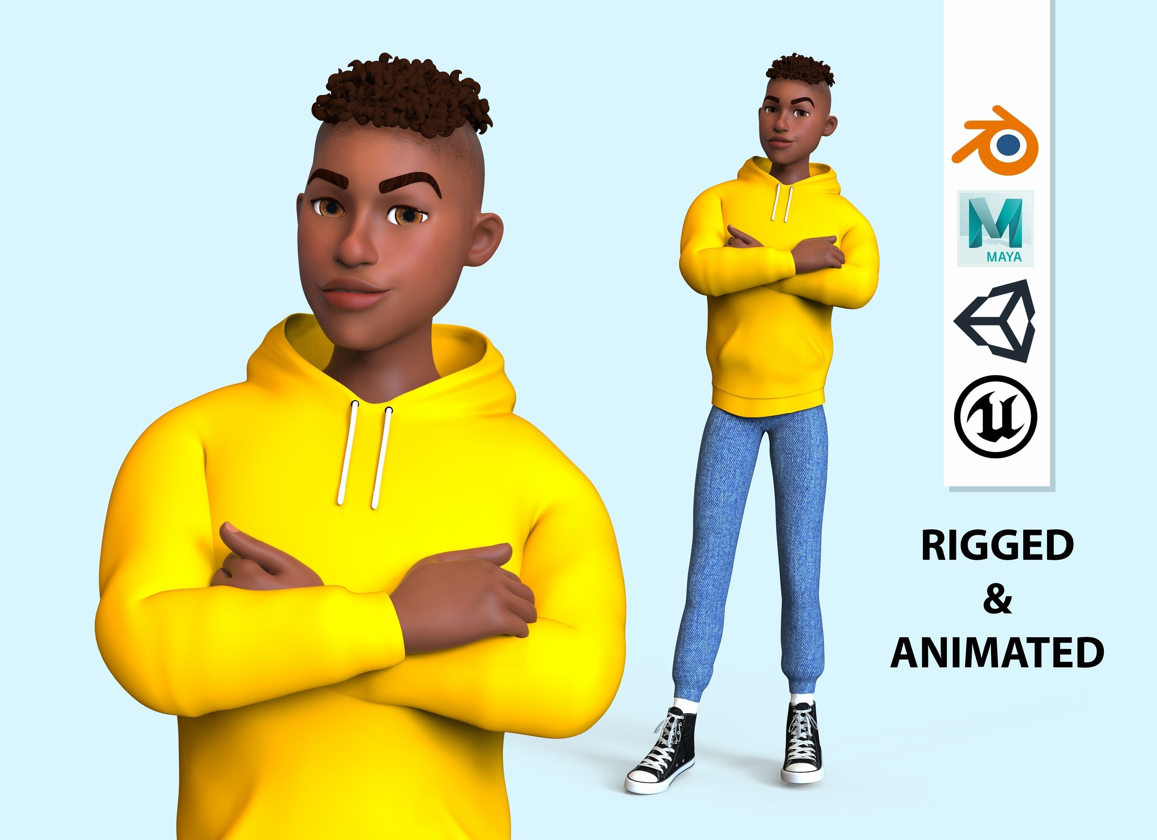 3D model cartoon character Man stylized VR / AR / low-poly | CGTrader