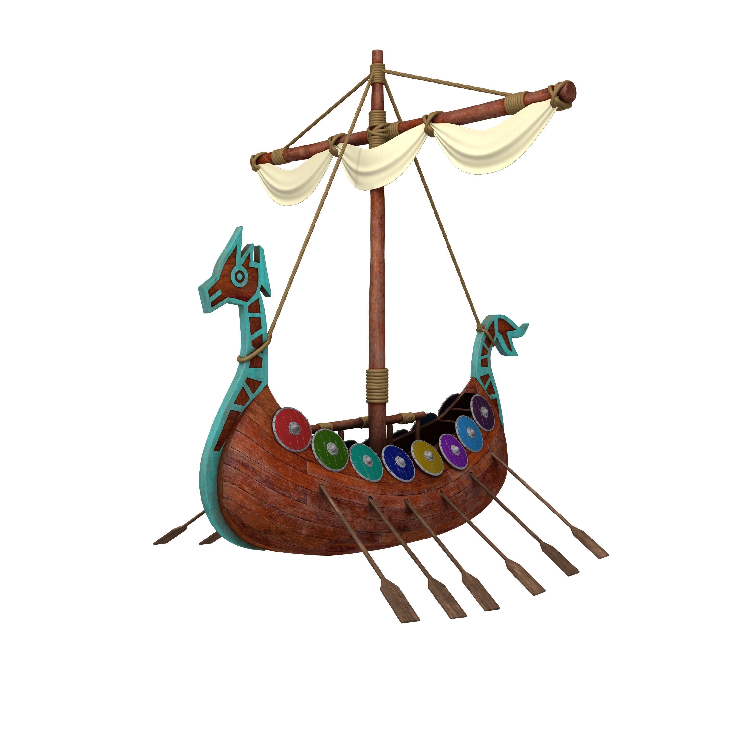 Viking ship cartoon 3D model | CGTrader