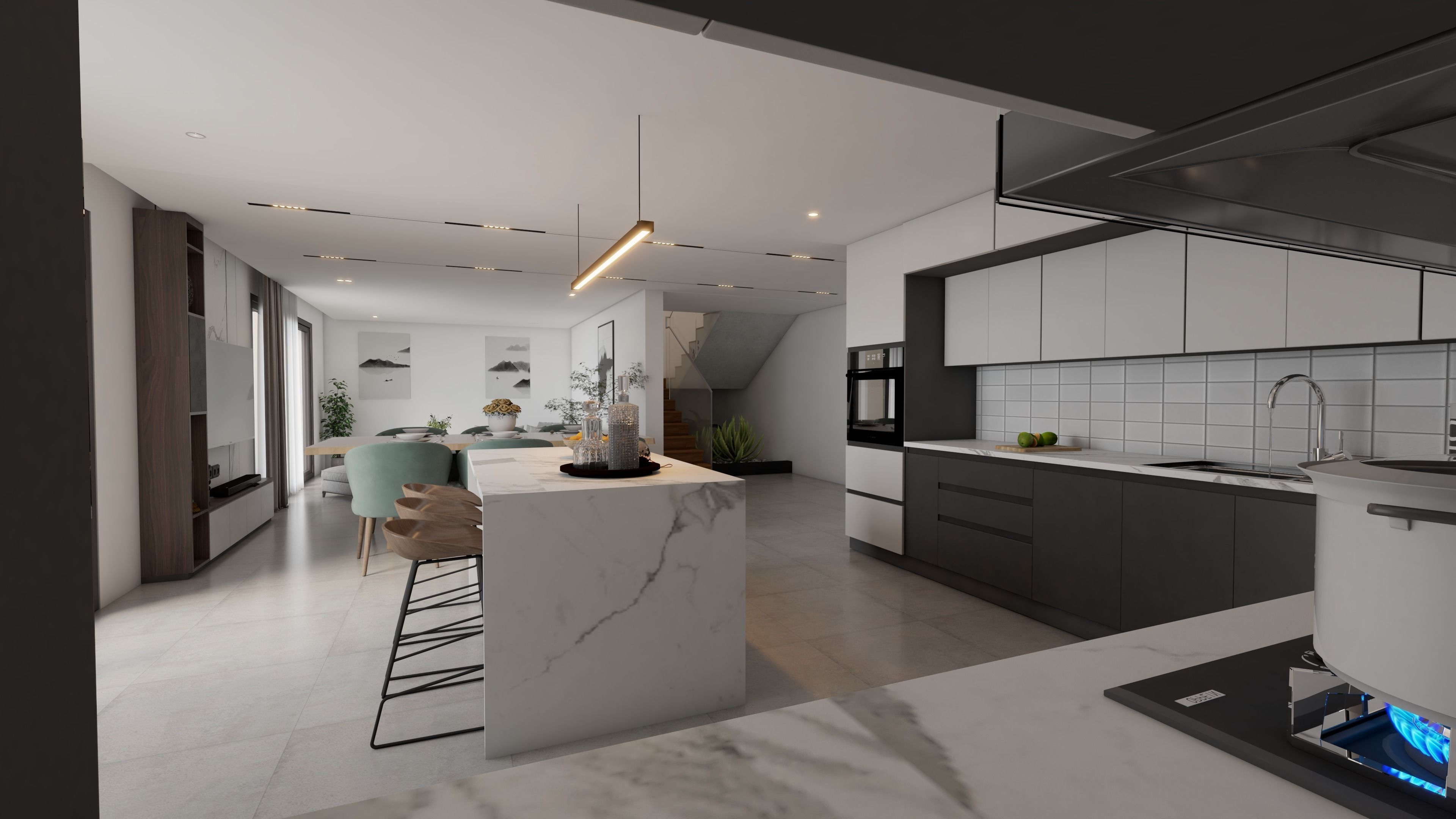 kitchen interior Scene for Sketchup Vray Render 3D model 3D model ...