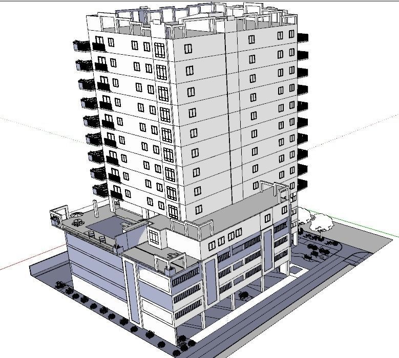 Hi Rise Condo with parking garage and Pool Deck 3D model | CGTrader