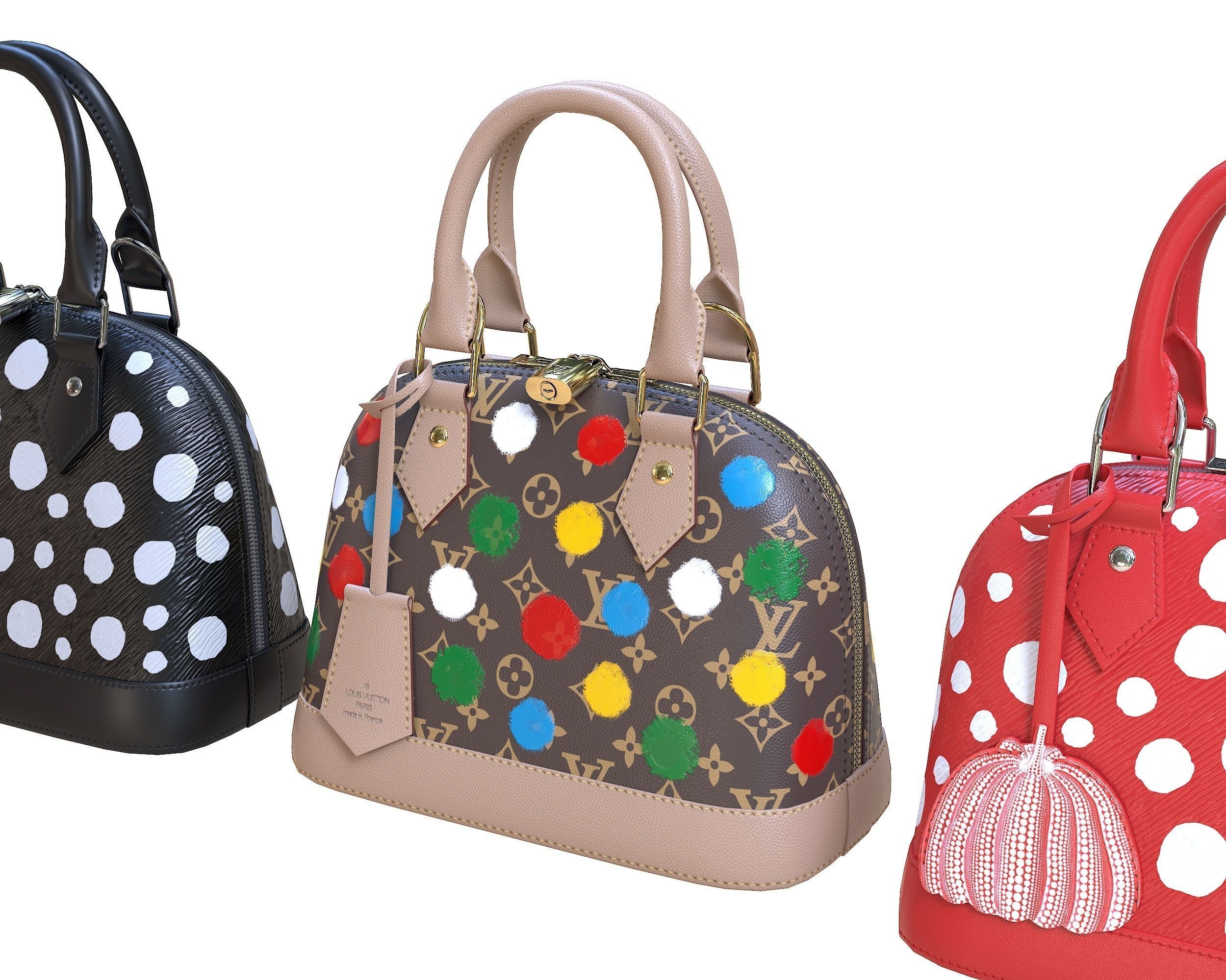 3D model Louis Vuitton Alma Bags Yayoi Kusama VR / AR / low-poly | CGTrader