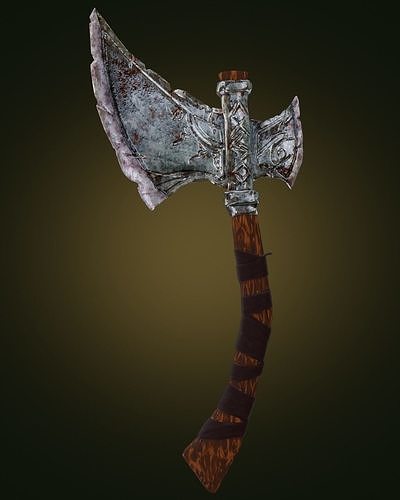 3D model Stylized metal ax wooden handle Weapon PBR Low-poly Game Ready ...