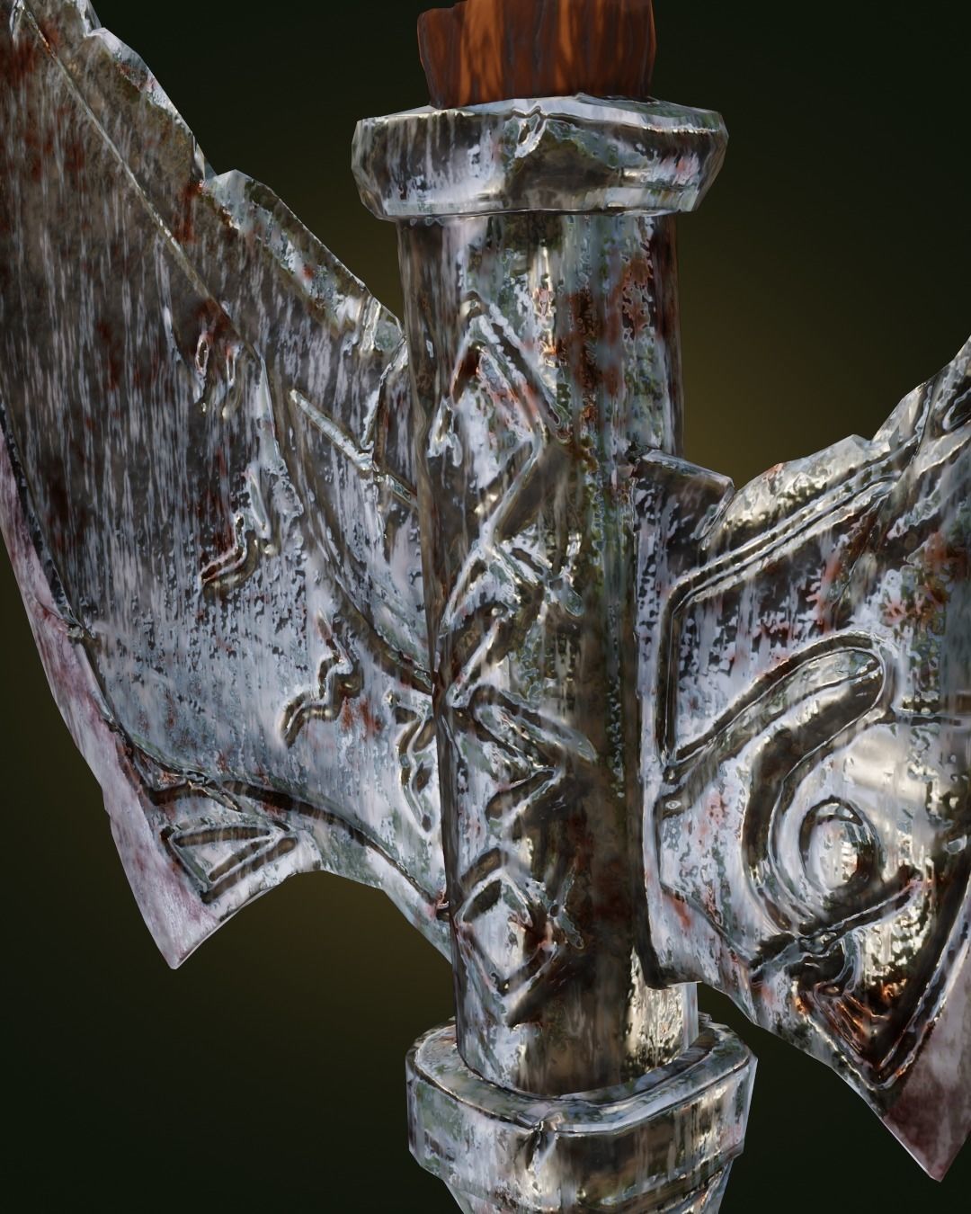 3D model Stylized metal ax wooden handle Weapon PBR Low-poly Game Ready ...