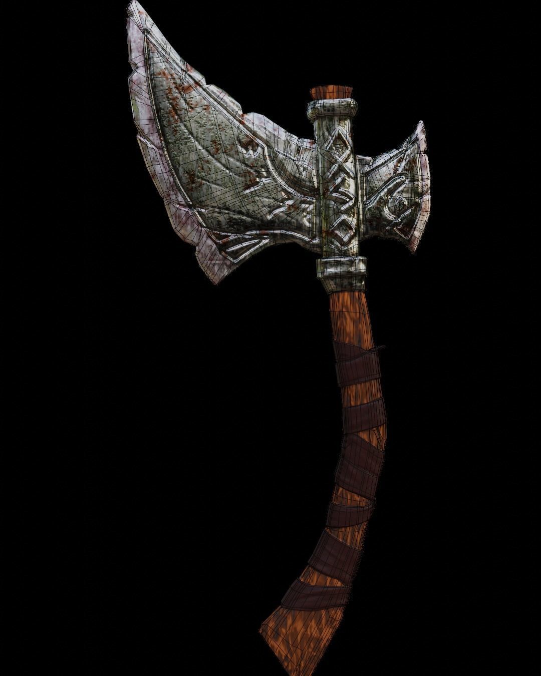 3D model Stylized metal ax wooden handle Weapon PBR Low-poly Game Ready ...