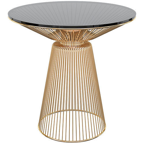 Glass and Metal Round Gold Side Table 3D model | CGTrader