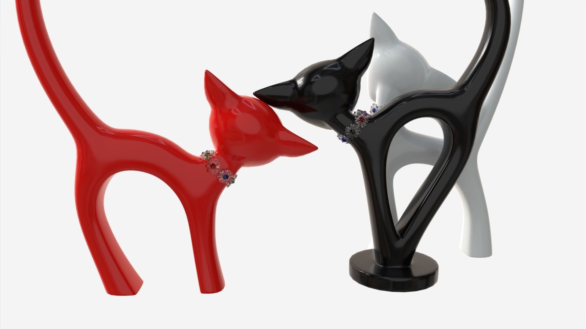 Decorative Ceramic Cats Set 3D model | CGTrader