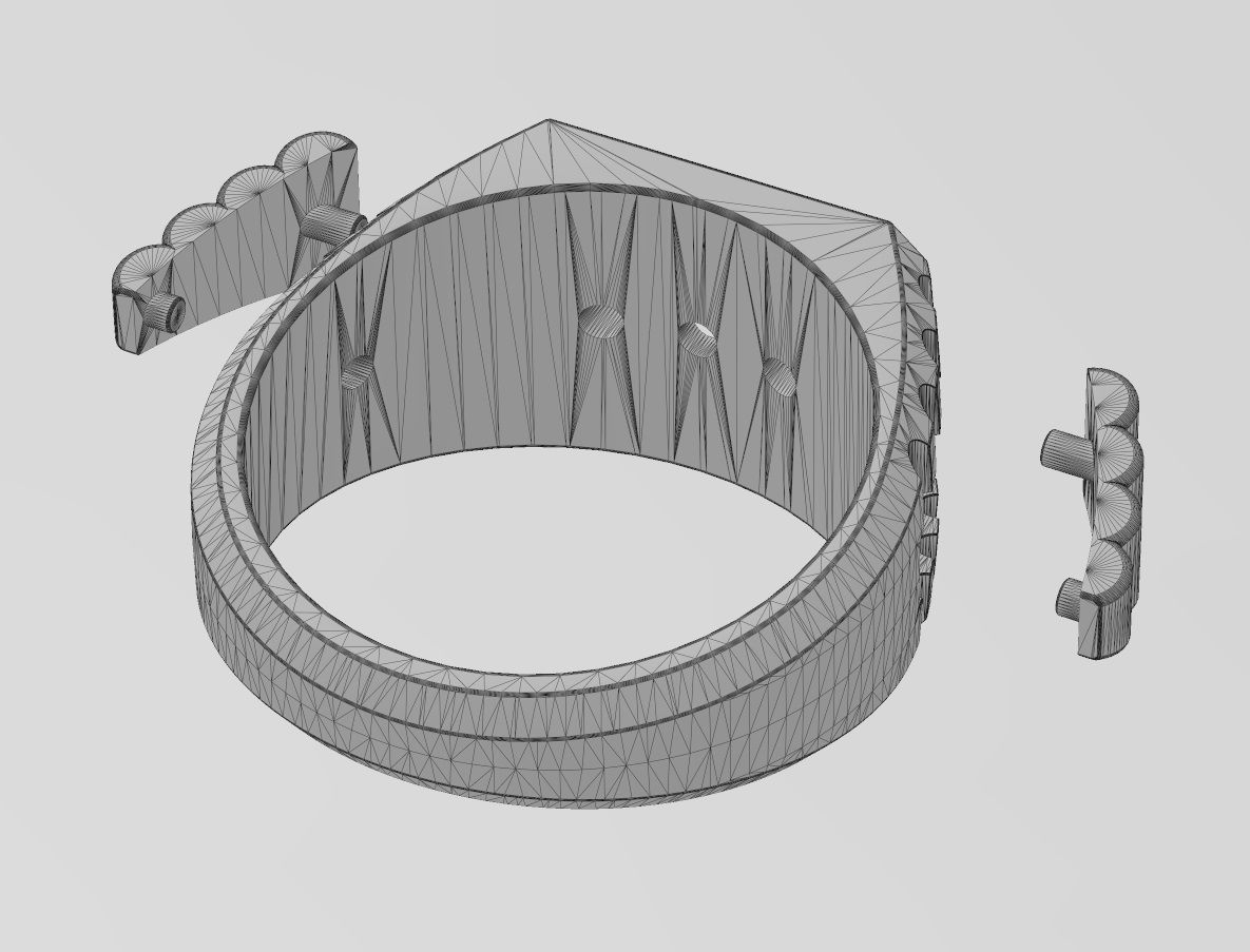 Triple diamonds presidential link inserts ring US size 9 3D model 3D ...