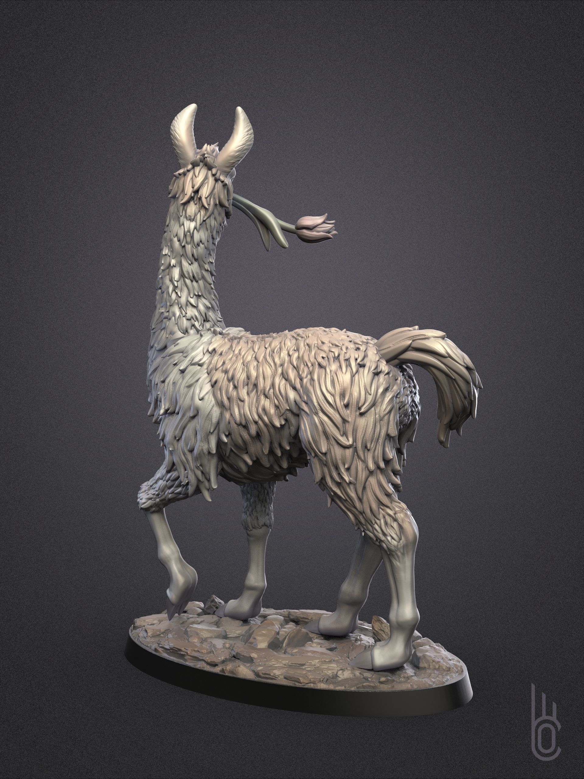 Llama with tulip 3D model 3D printable | CGTrader