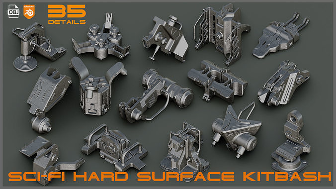 Sci-Fi Hard Surface KITBASH 35 DETAILS 3D model | CGTrader