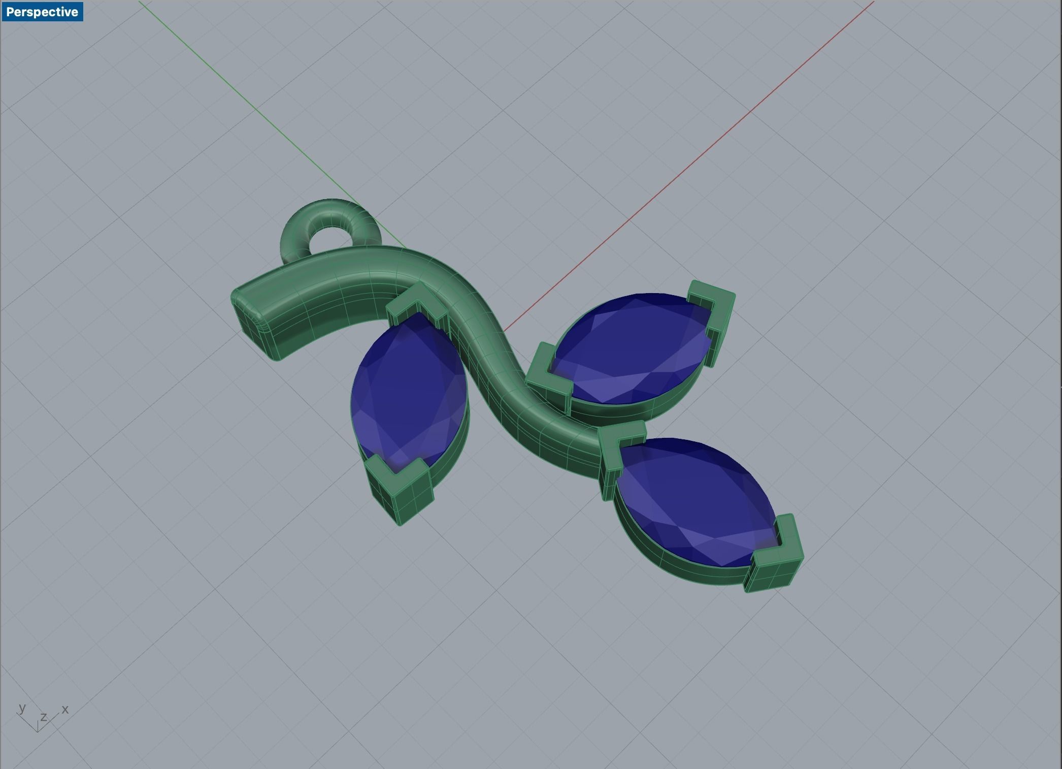 Twig marquise jewelry pendant 3D model 3D printable | CGTrader