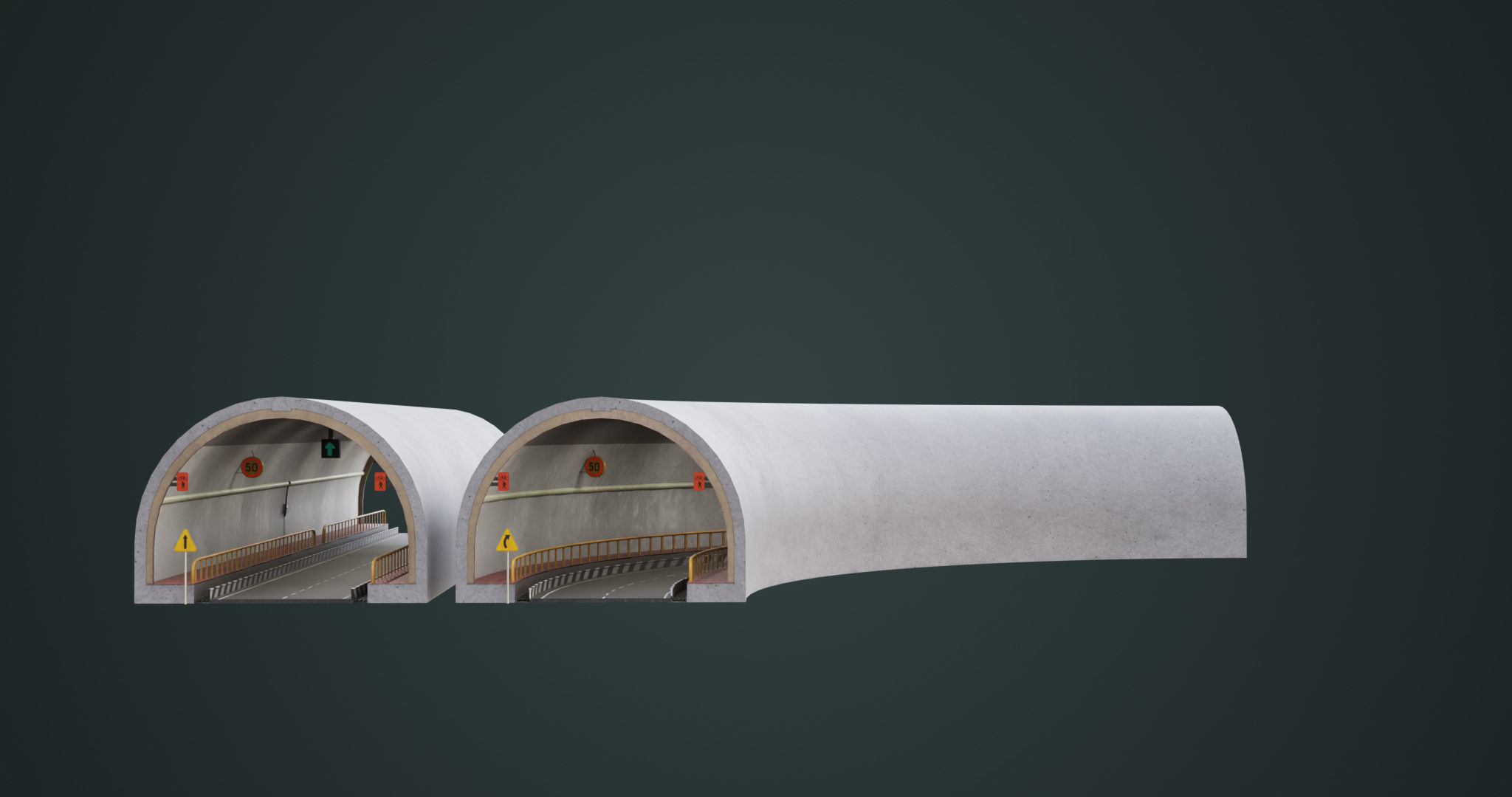 3D model Subway Road Tunnel 03 All PBR Unity UE Textures Included VR ...