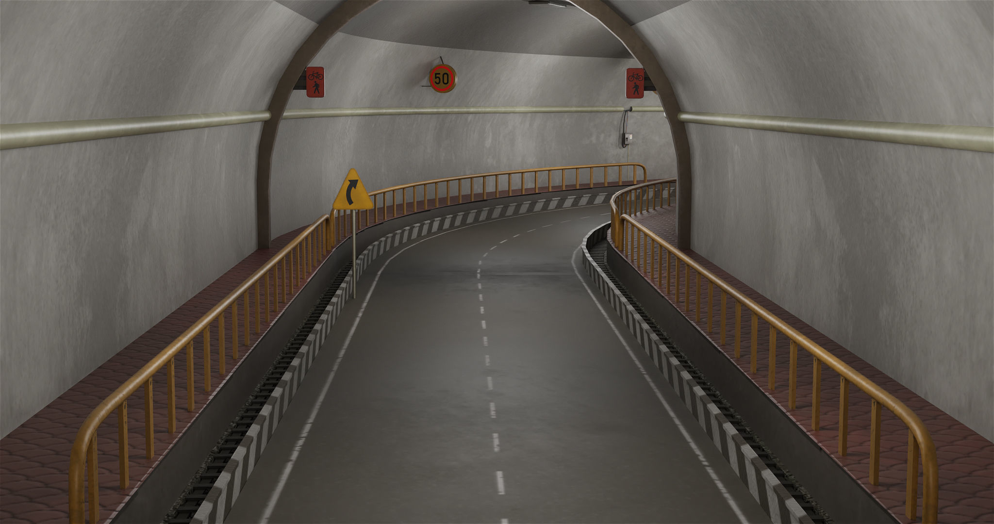 3D model Subway Road Tunnel 03 All PBR Unity UE Textures Included VR ...