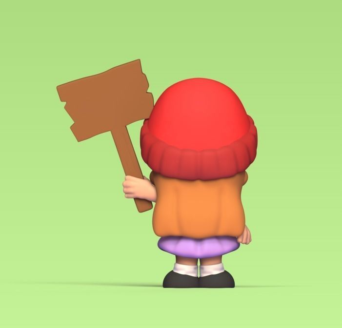 Girl Holding Sign 3d Model 3d Printable Cgtrader