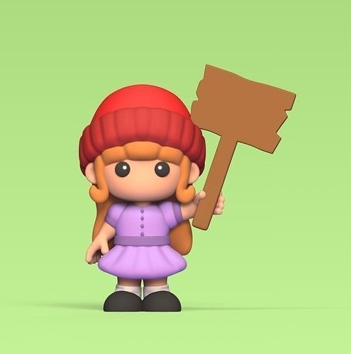 Girl Holding Sign 3D model 3D printable | CGTrader