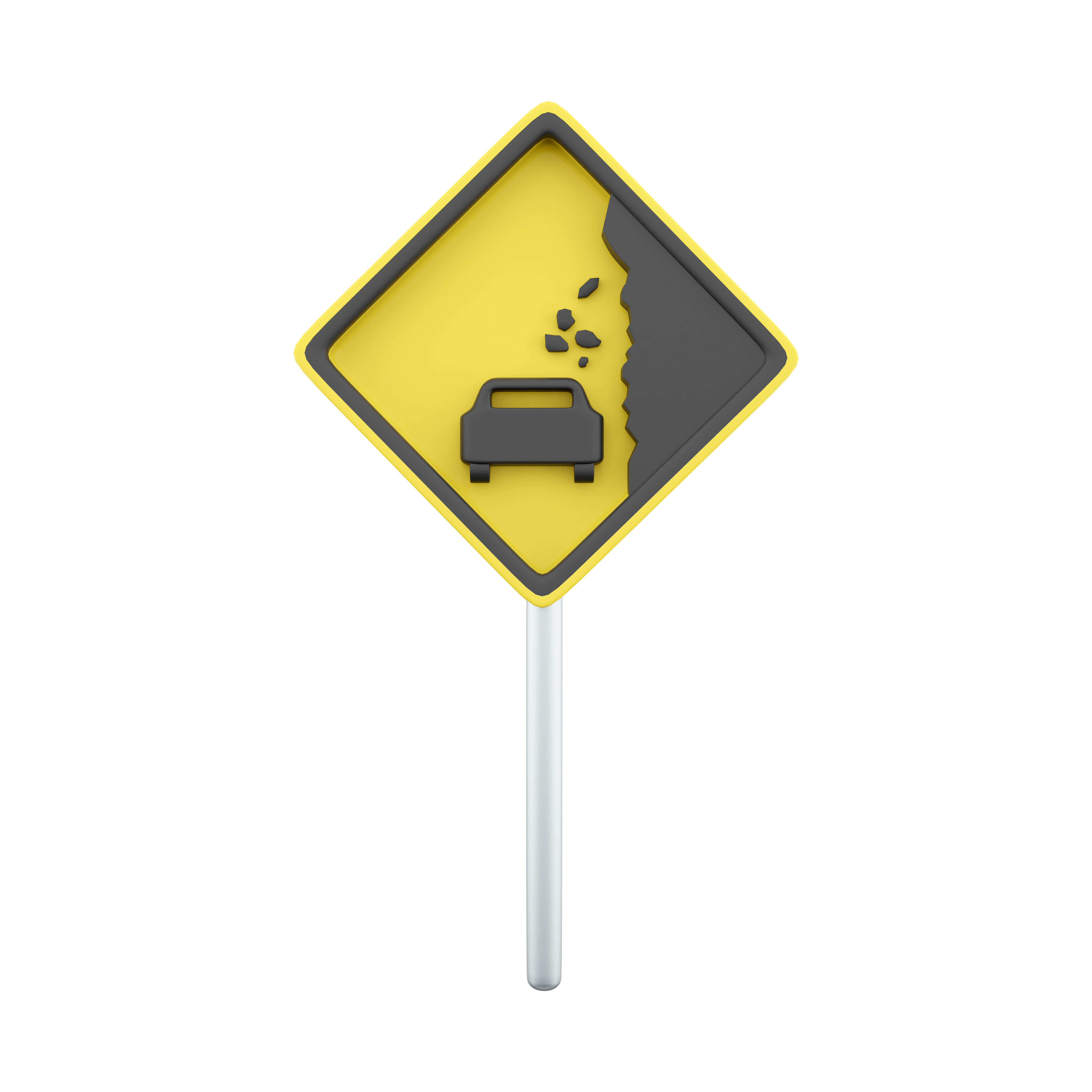 3d falling rocks road sign icon 3D model | CGTrader