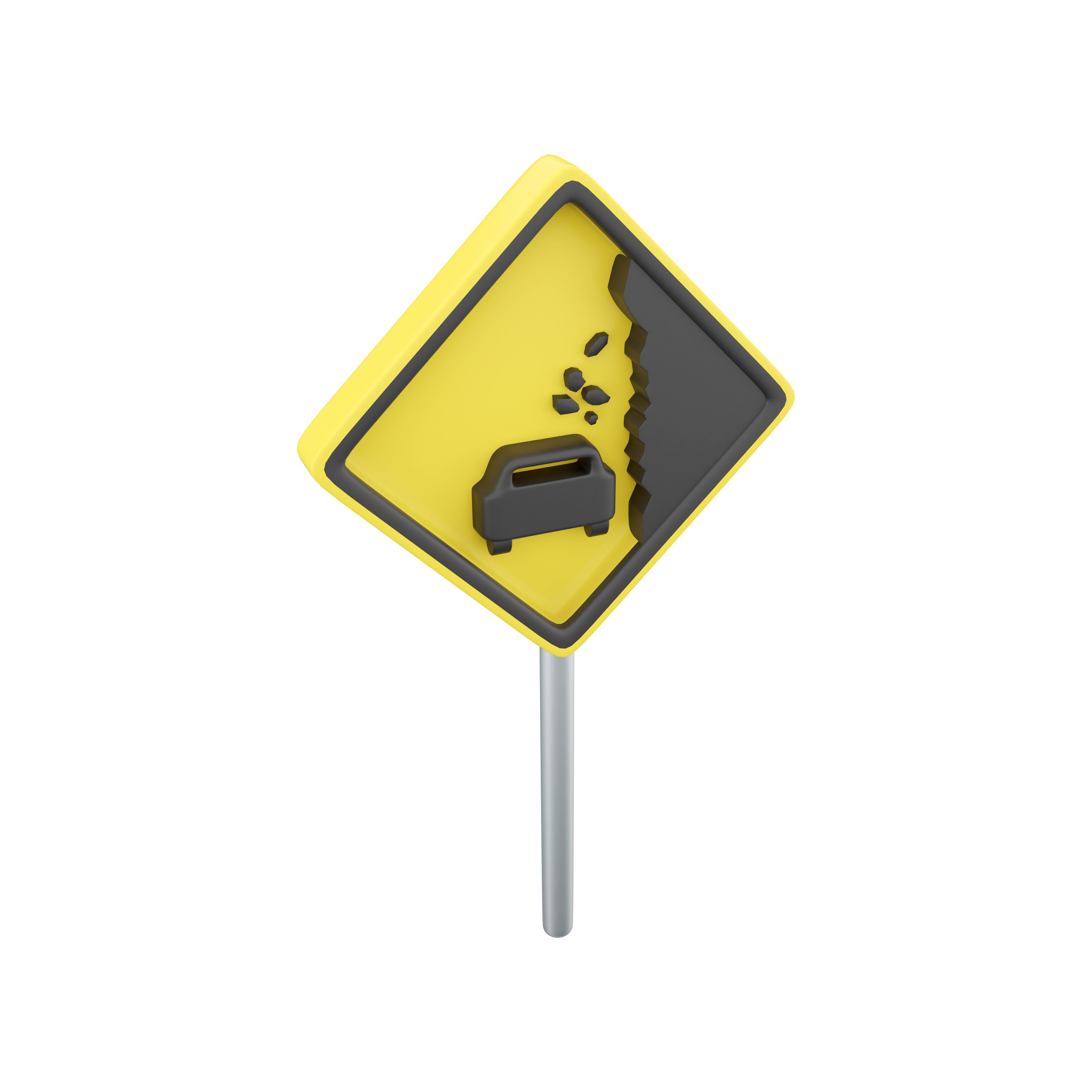 3d falling rocks road sign icon 3D model | CGTrader