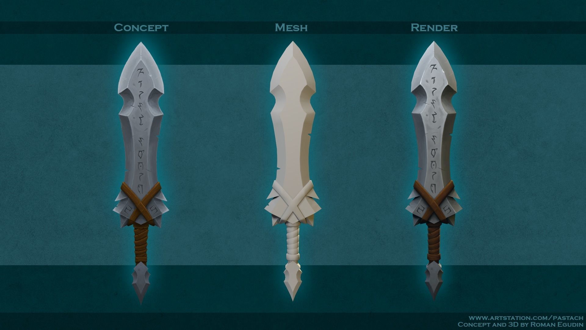 3D model Hand-painted Barbarian Sword VR / AR / low-poly | CGTrader