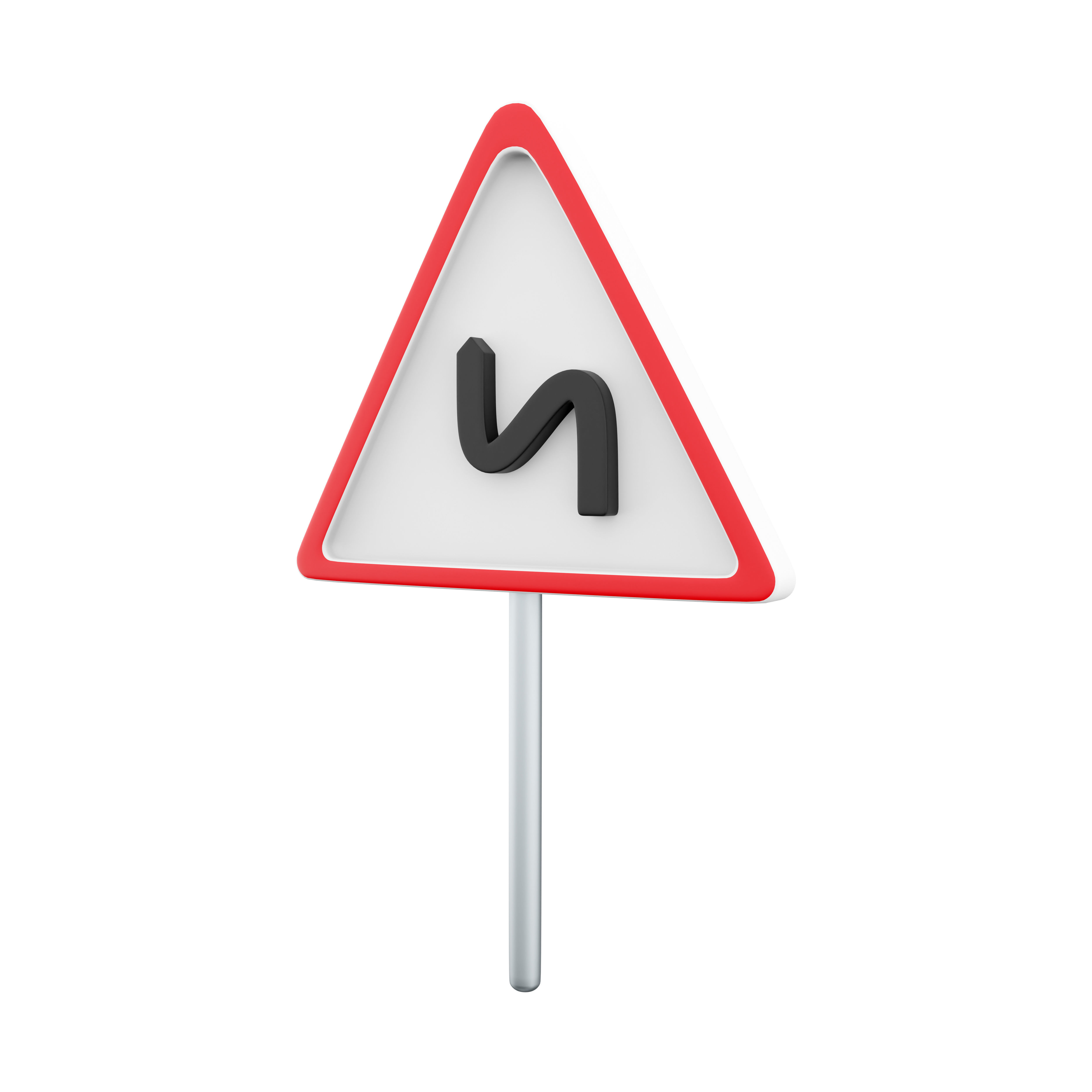 3d road sign left reverse bend cartoon icon 3D model | CGTrader