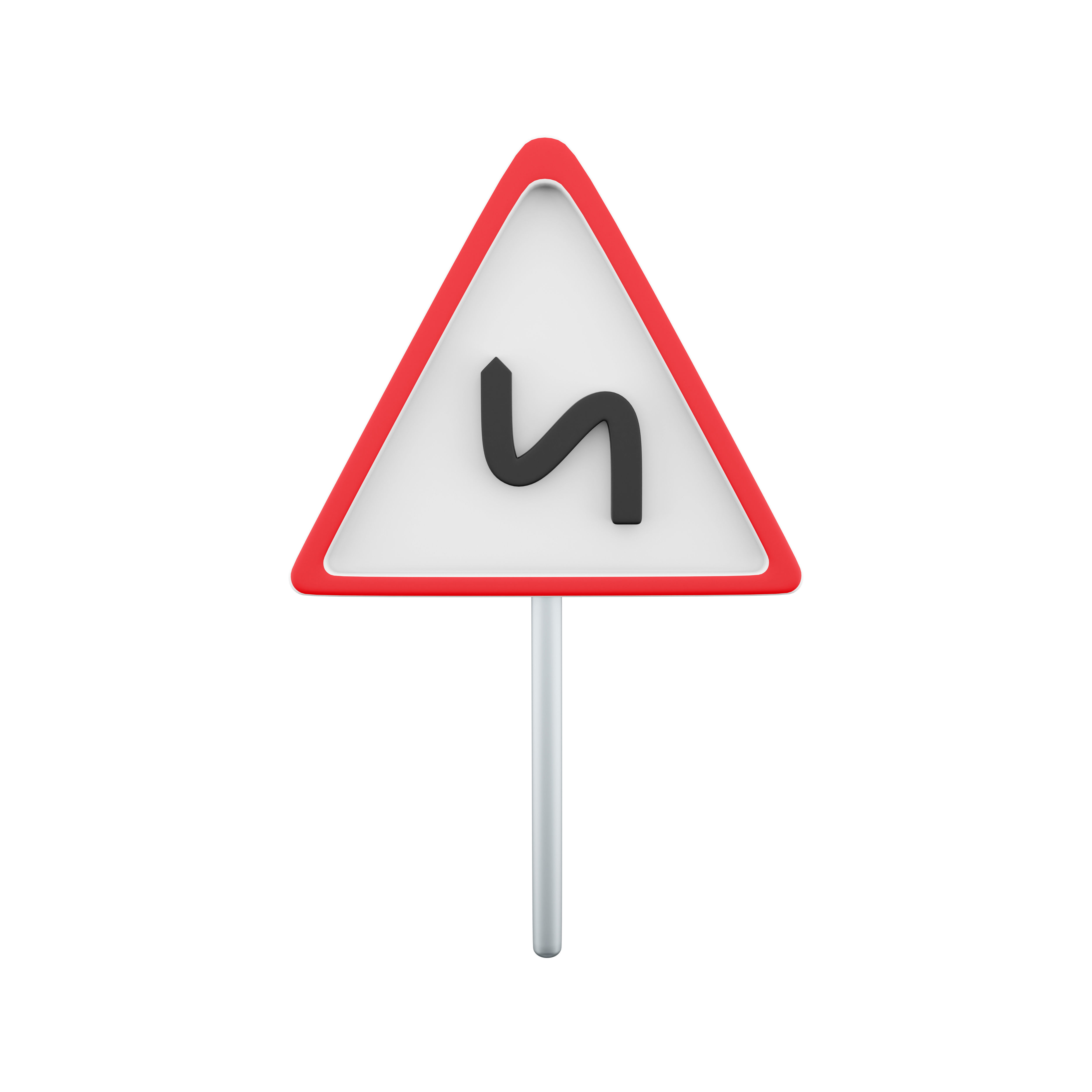 3d road sign left reverse bend cartoon icon 3D model | CGTrader