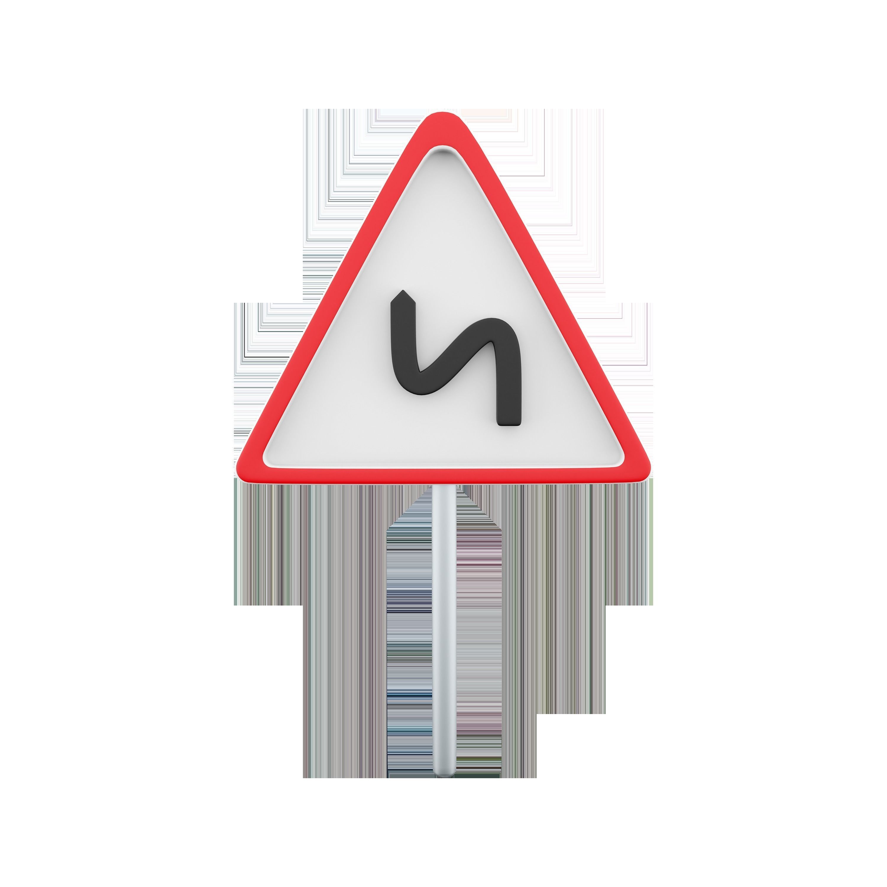 3d road sign left reverse bend cartoon icon 3D model | CGTrader