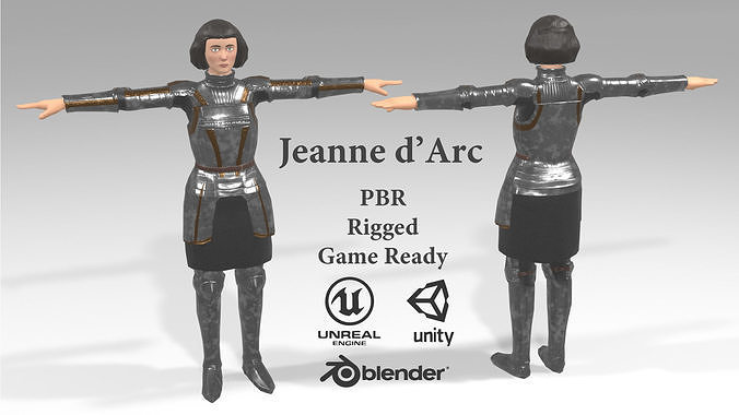 3D model Jeanne dArc pbr rigged gameready Unreal Engine Unity VR / AR ...
