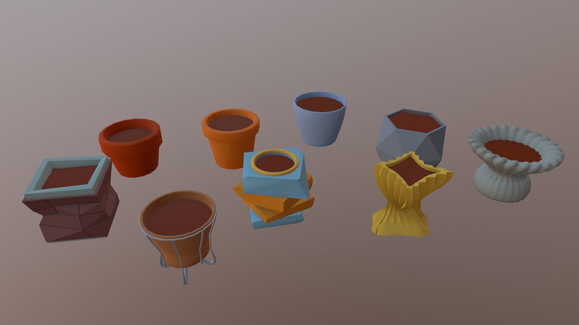 3D model Cartoon Flower Pots VR / AR / low-poly | CGTrader