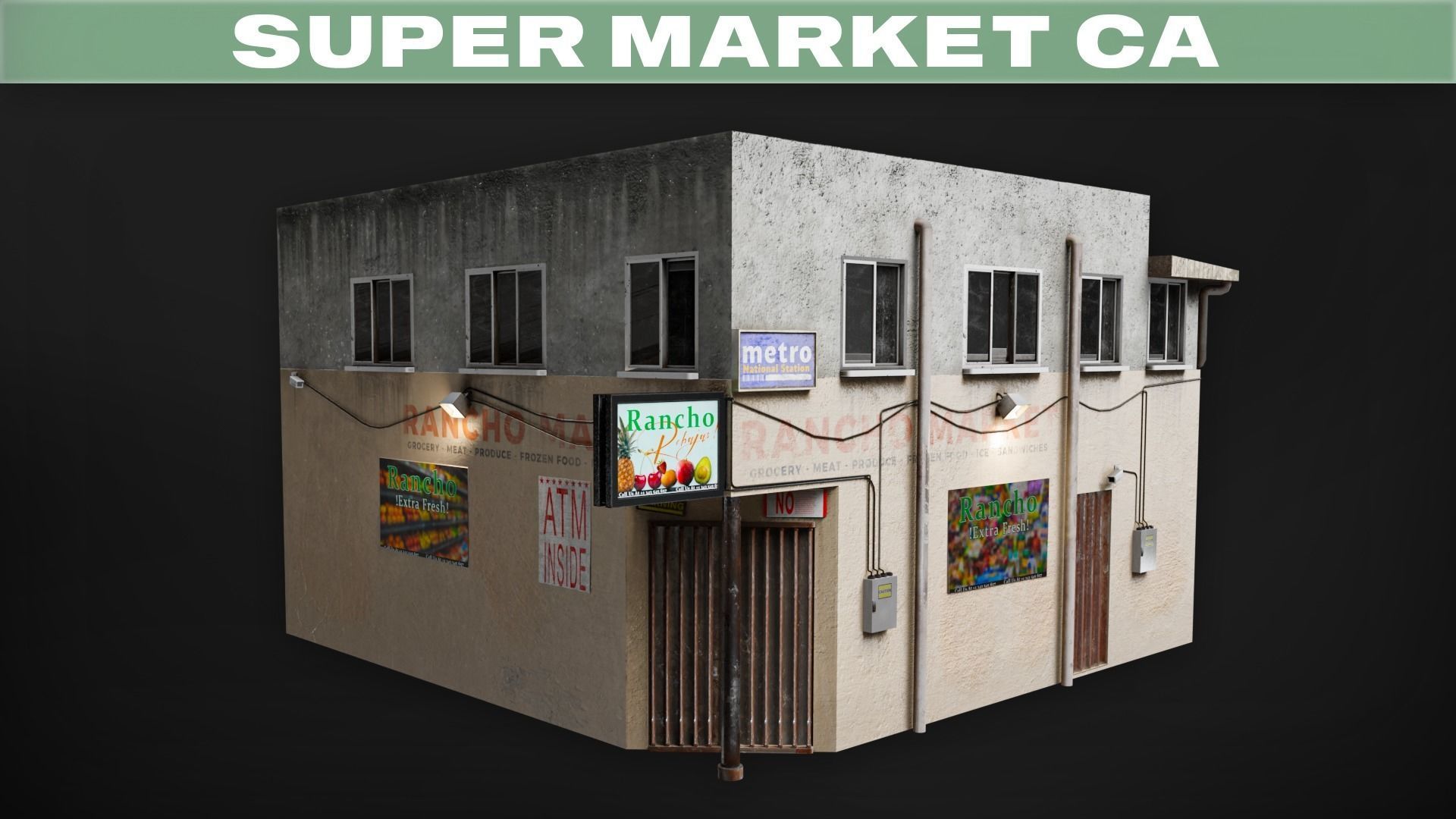 3D model Super Market California Hood VR AR low-poly 3d model VR / AR ...