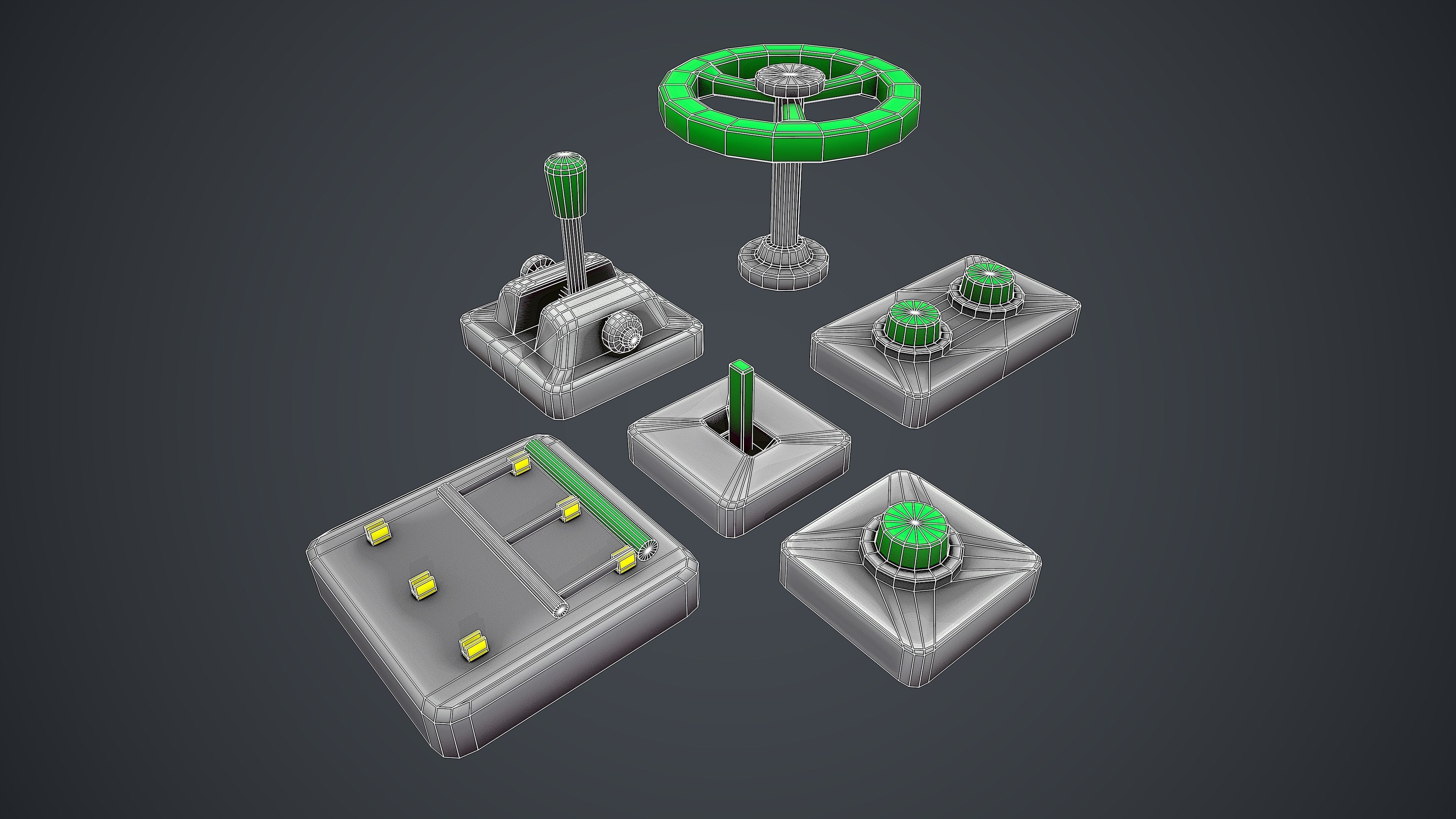 3D model BUTTONS SWITCHERS LEVERS HANDWHEEL CARTOON STYLIZED VR / AR ...