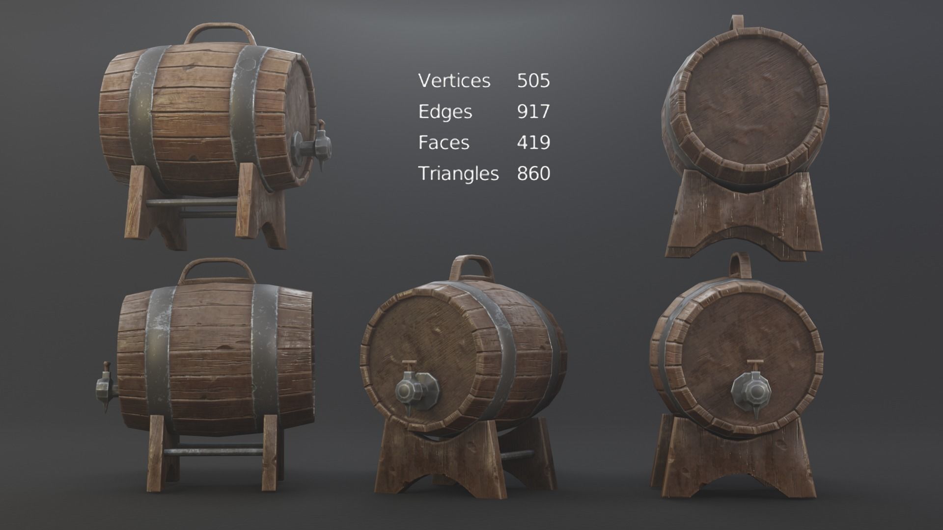 3D model Barrel Pack Low poly High Quality PBR VR / AR / low-poly ...