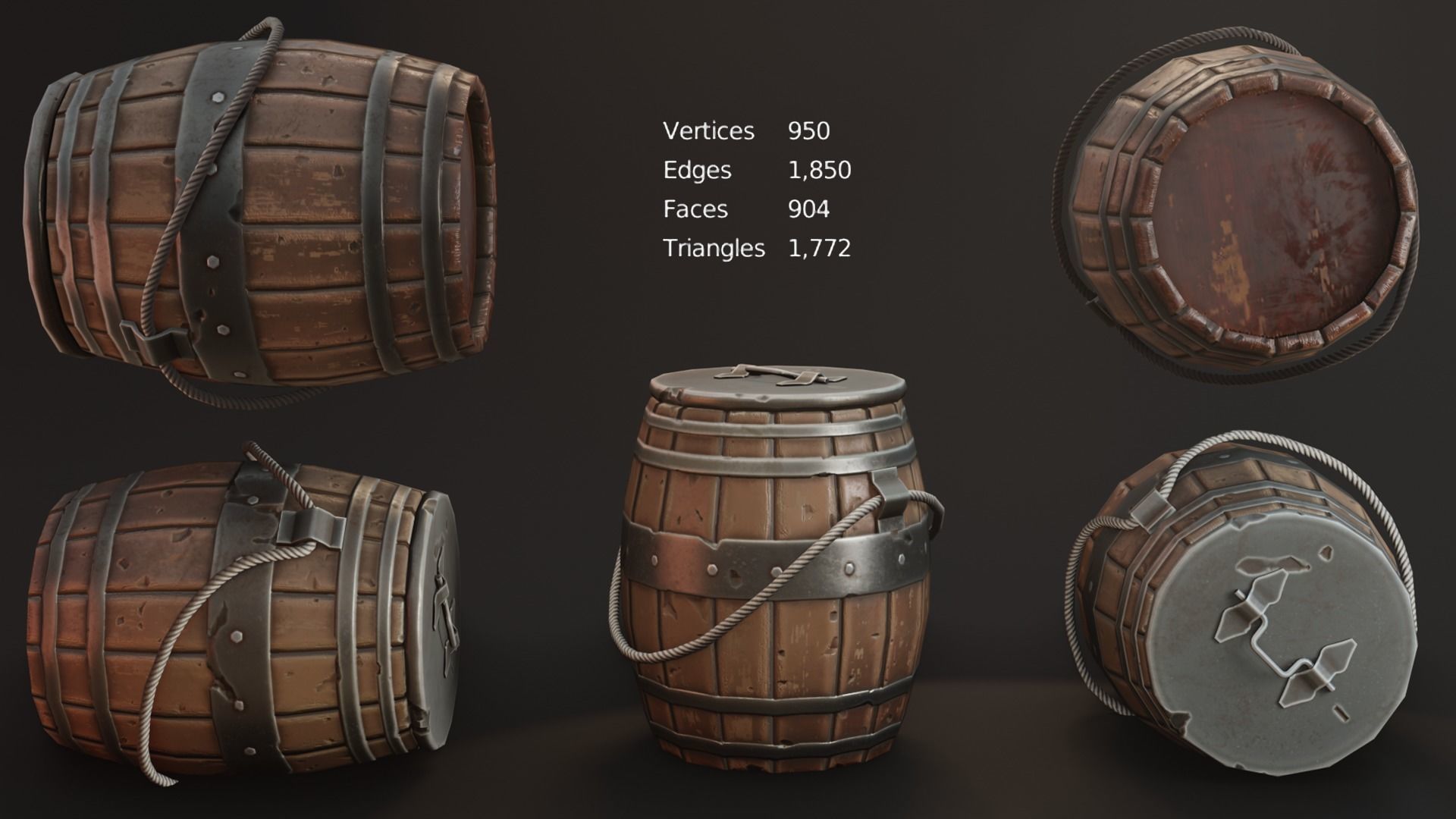 3D model Barrel Pack Low poly High Quality PBR VR / AR / low-poly ...