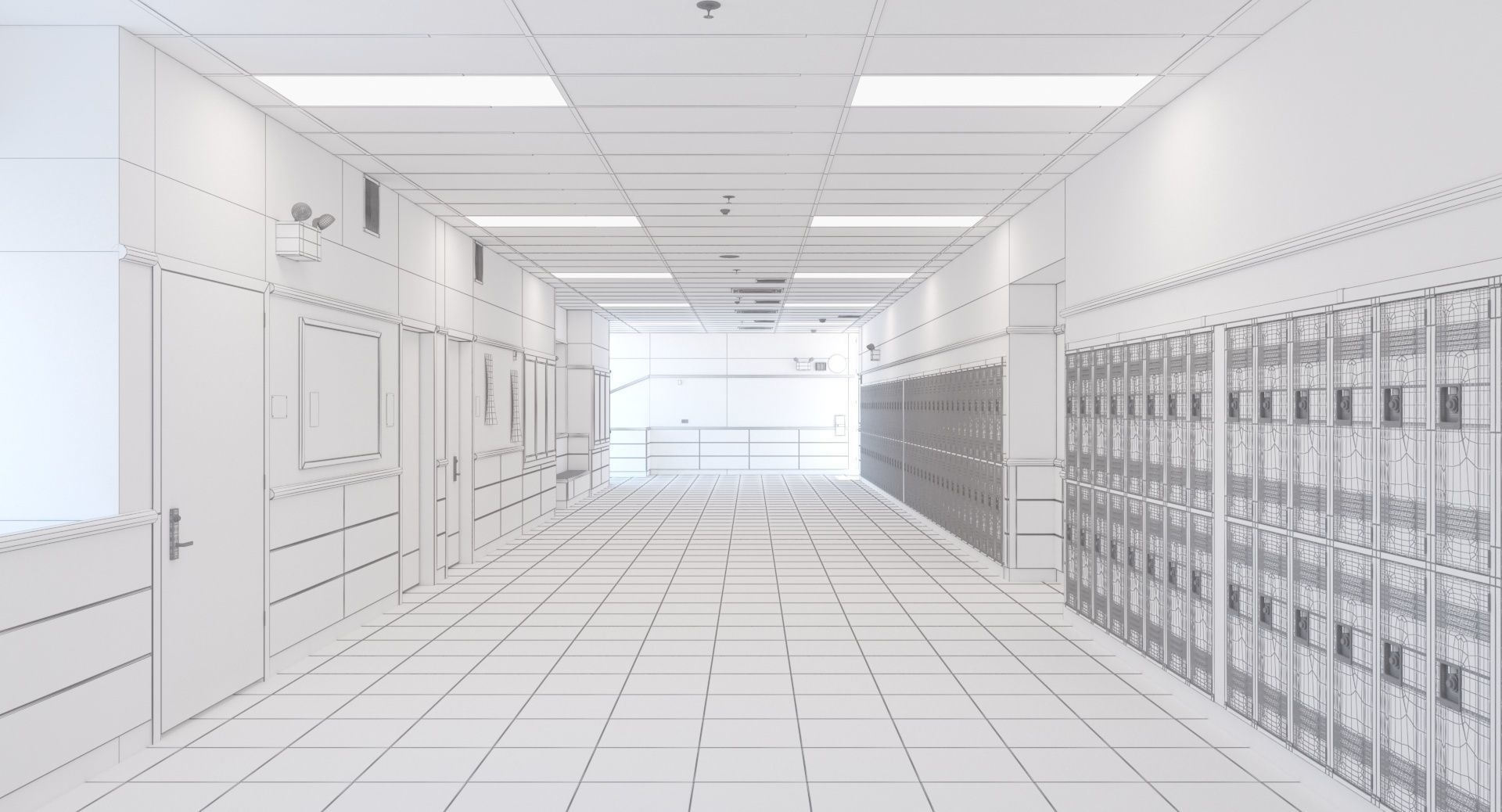School Hallway Locker Room 3D model | CGTrader
