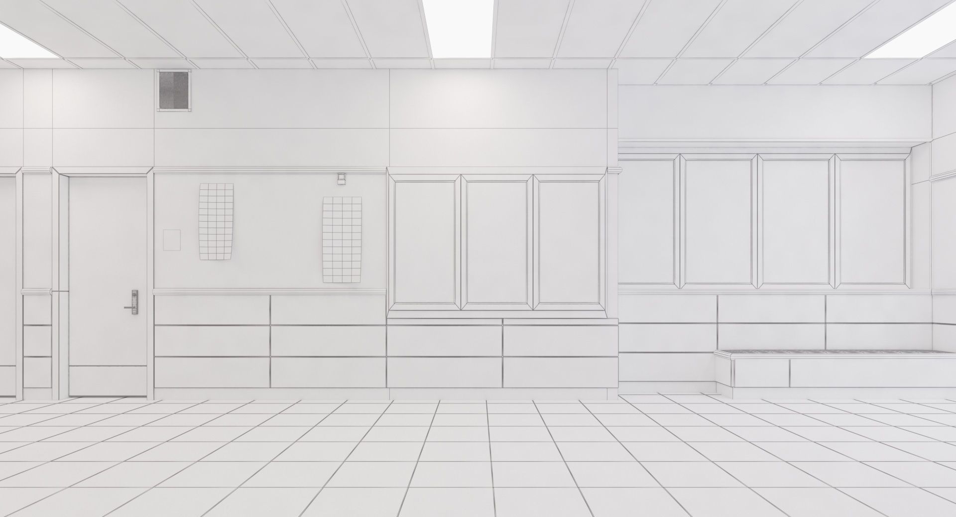 School Hallway Locker Room 3D model | CGTrader