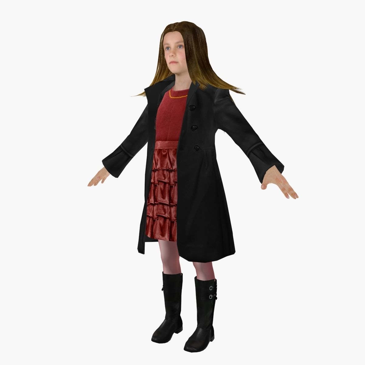 3D model Girl Low Poly in coat and boots VR / AR / low-poly | CGTrader