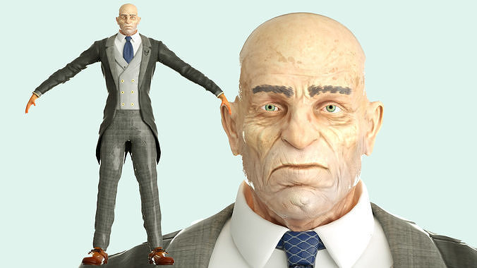 realistic elderly housekeeper old man old gentleman gentleman 3D model | CGTrader