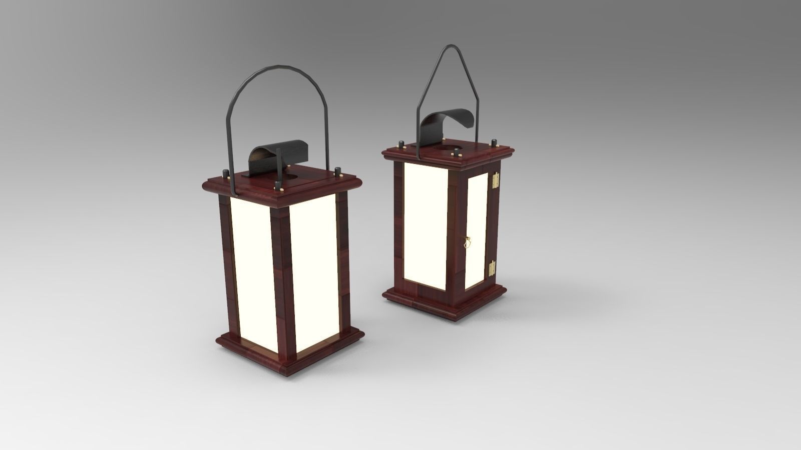 lantern T two wooden lanterns 3D model | CGTrader