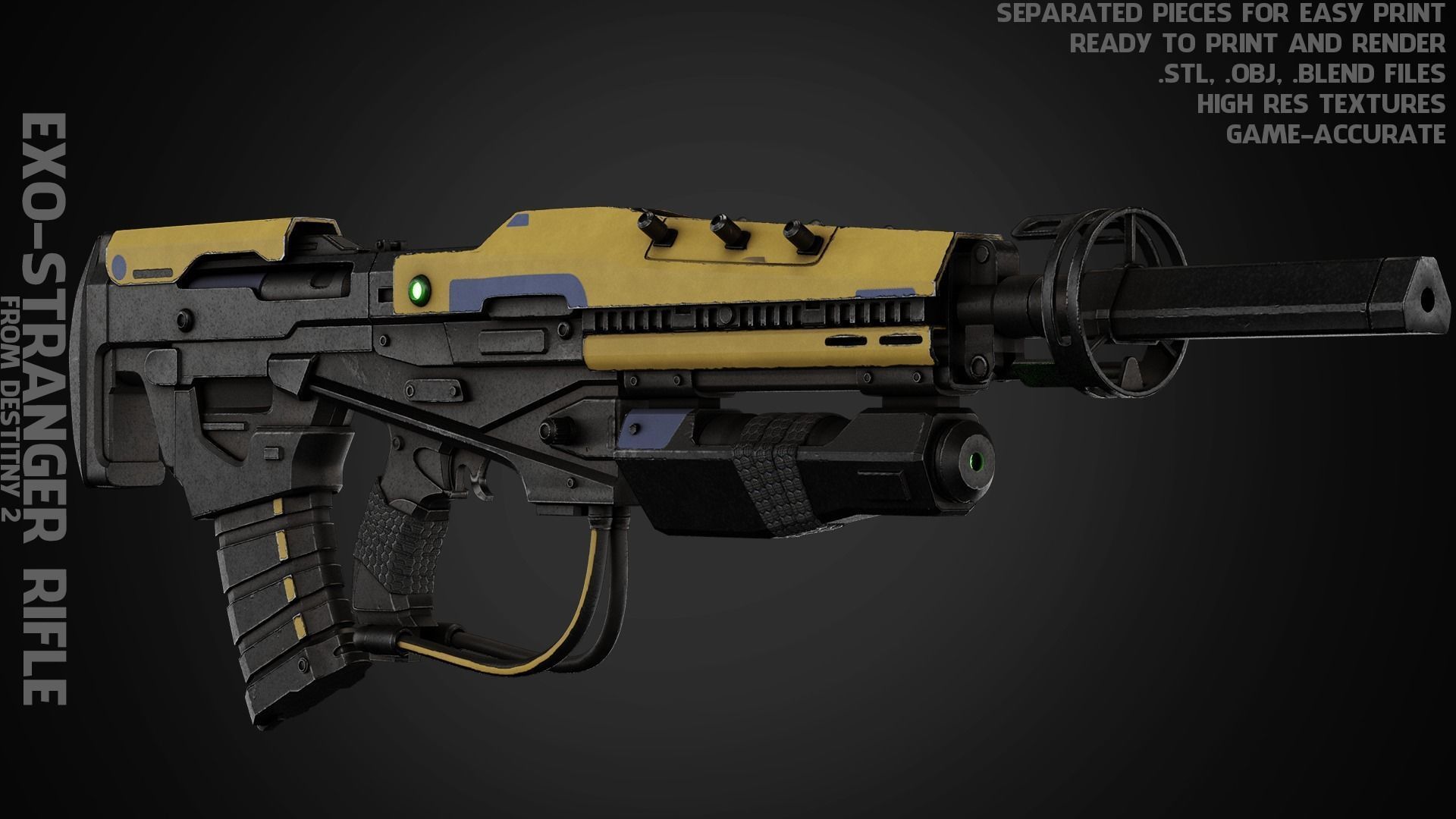 Exo-Stranger Rifle for Cosplay 3D model 3D printable | CGTrader