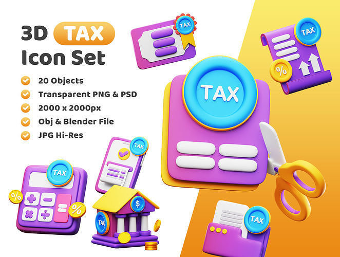 3D model Tax Icon Pack 3D Model VR / AR / low-poly | CGTrader