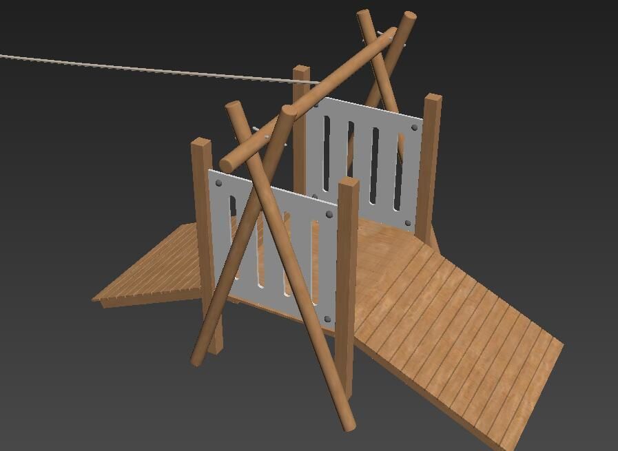Children outdoor playground equipment wooden zip line 3D model | CGTrader