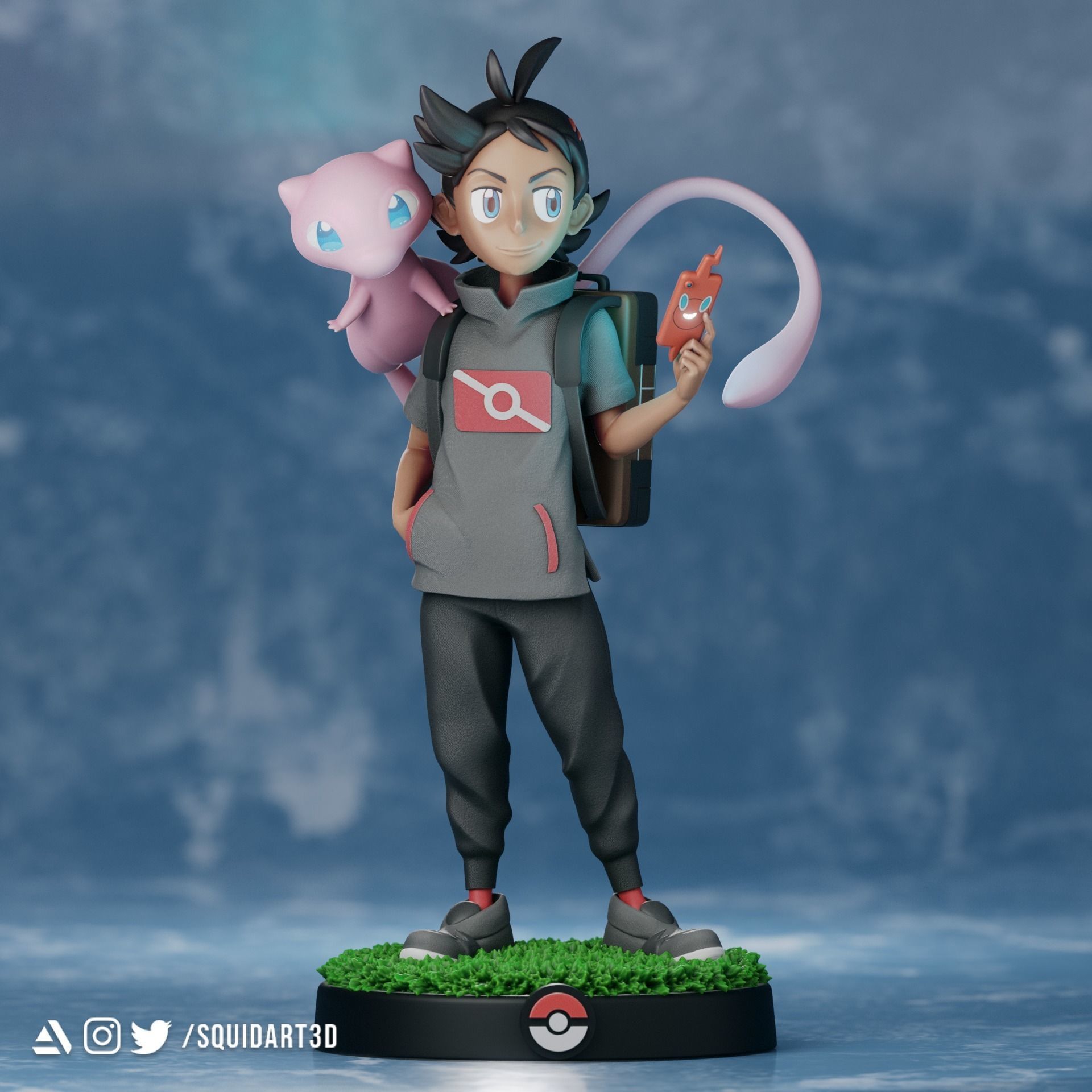 Goh and Mew - Pokemon Journeys Figure 3D model 3D printable | CGTrader