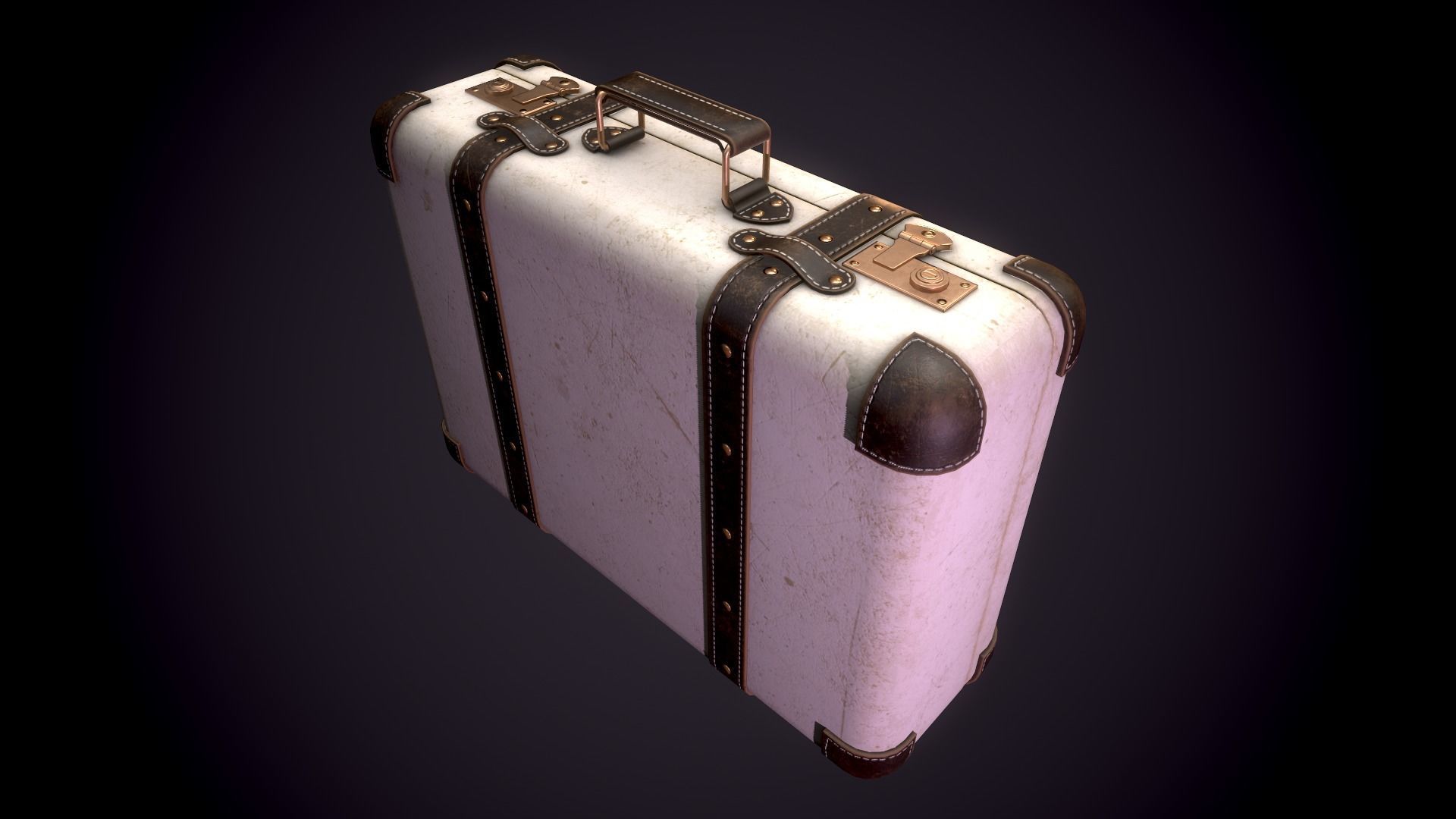 3D model Vintage Leather Suitcase - Low-poly Game-ready 3D Model VR ...