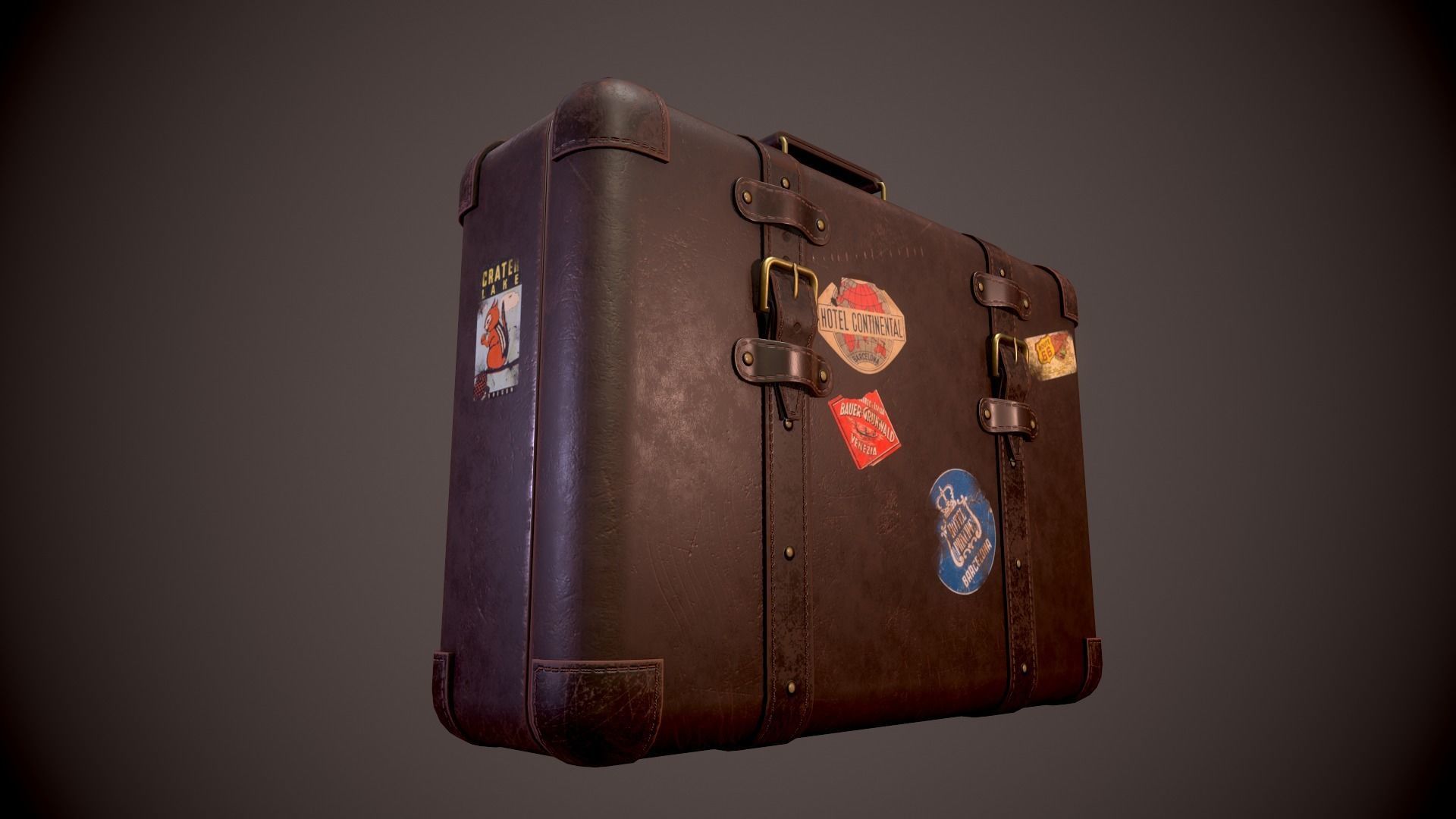 3D model Vintage Leather Suitcase - Low-poly Game-ready 3D Model VR ...