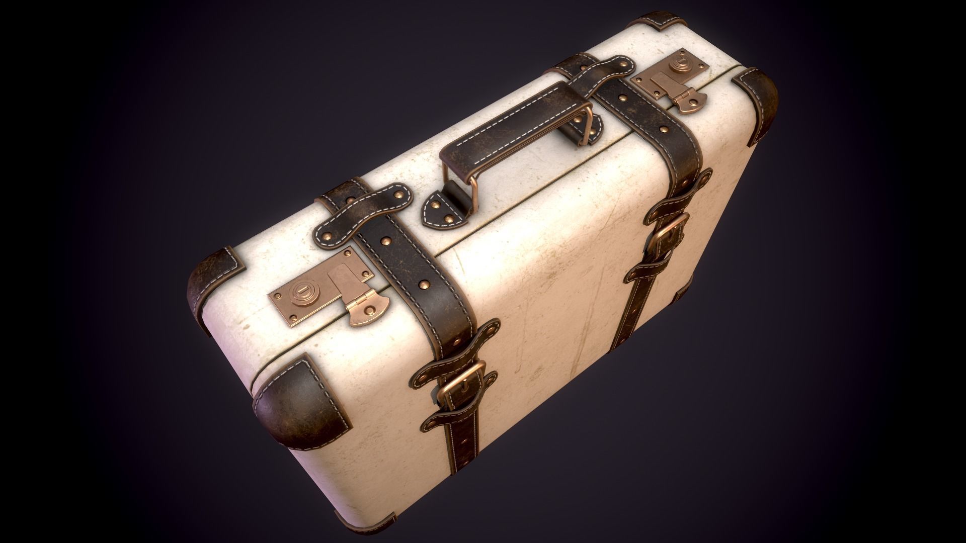 3D model Vintage Leather Suitcase - Low-poly Game-ready 3D Model VR ...